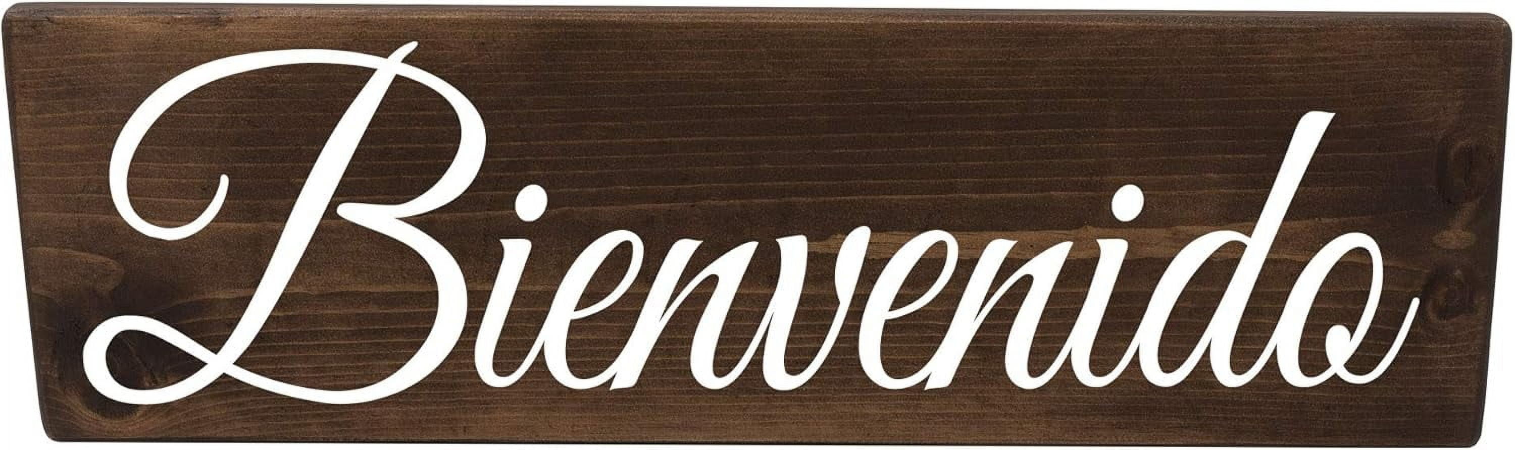 Bienvenido Welcome Sign Wood Hanging Front Door Home Plaque Real Wood ...