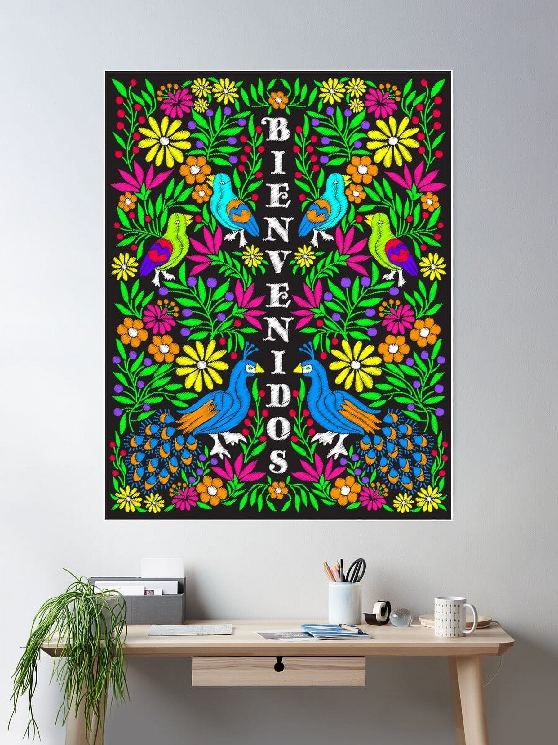 Bienvenidos - A Colorful Welcome Poster Wall Art, Modern Wall Decor For ...