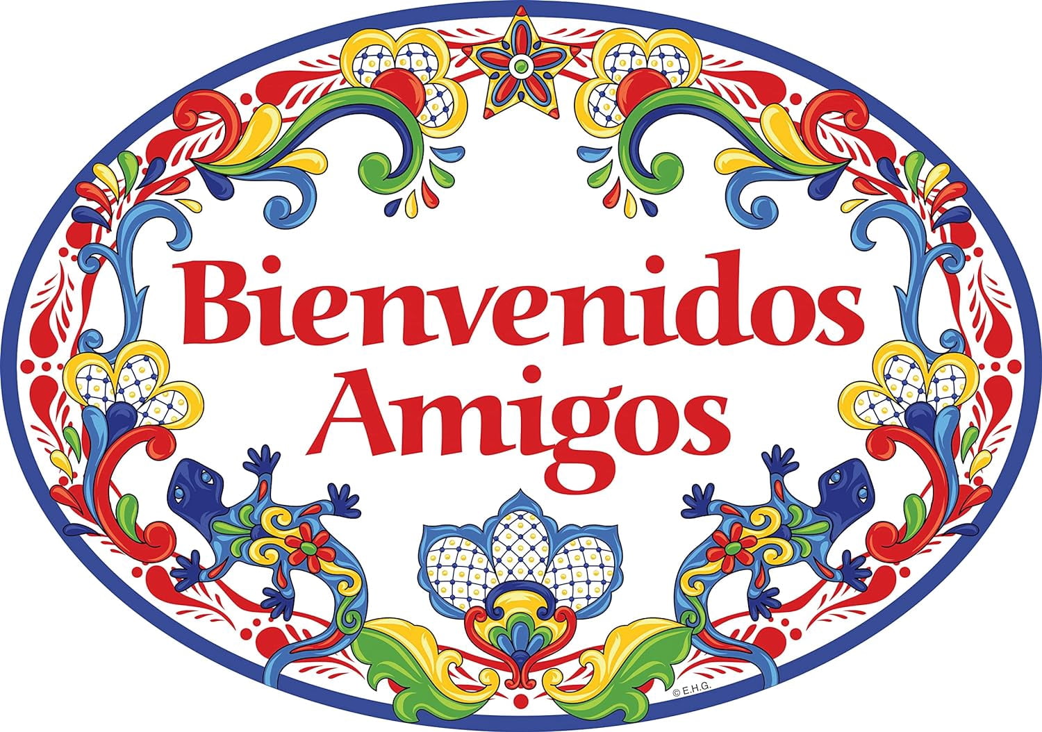 "Bienvenidos Amigos" Latino Traditional Artwork, Ceramic 11x8 inches ...