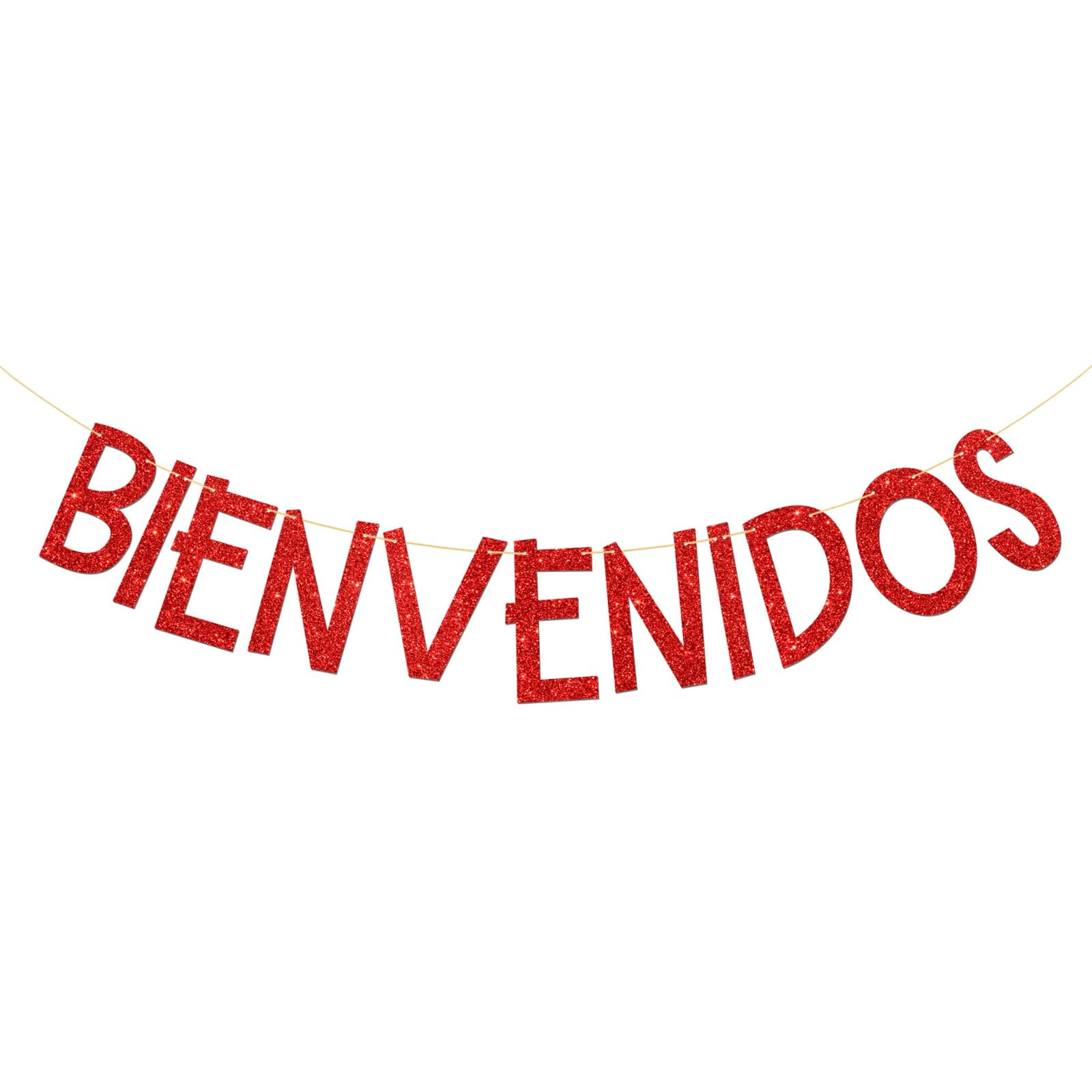 Bienvenidos Banner, Red AJH3 Glitter, Spanish Welcome Bunting Banner ...