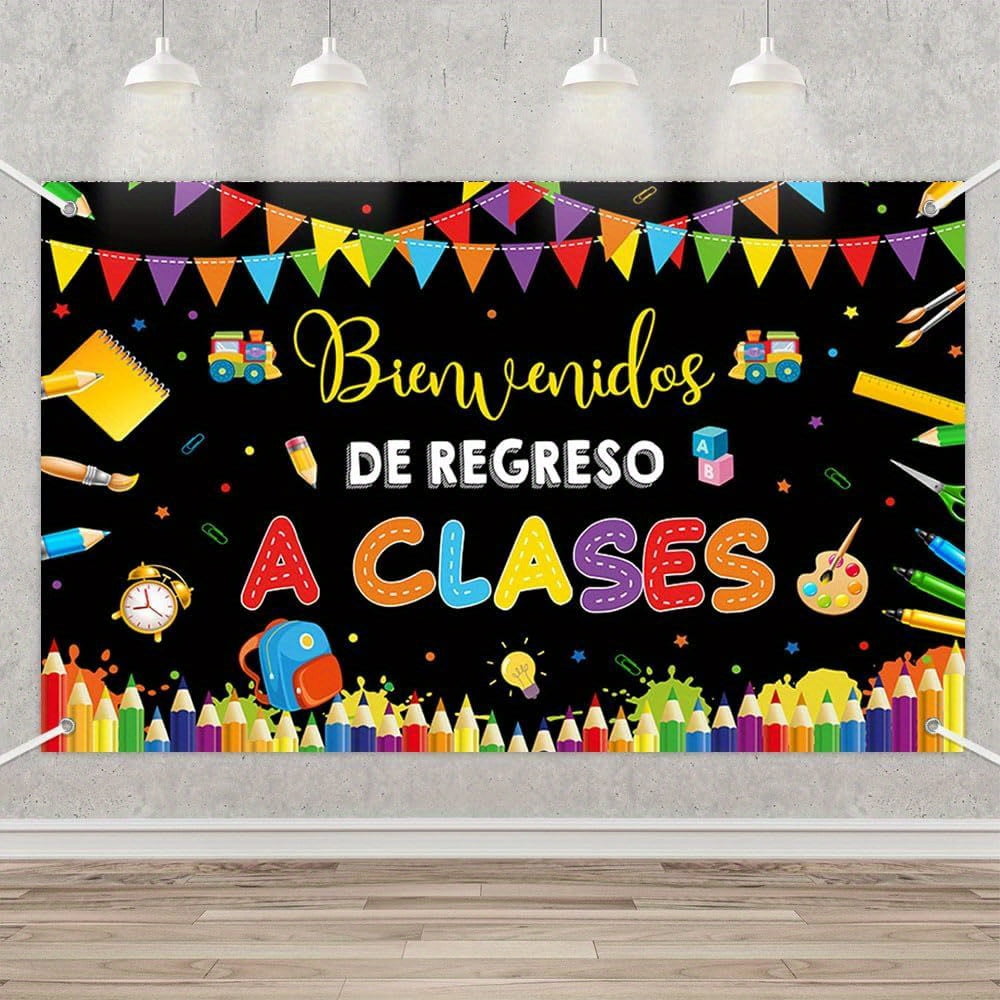 Bienvenidos De Regreso A Clases Polyester Banner - Spanish Welcome Back ...