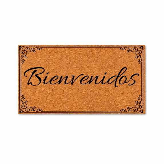 Bienvenidos Doormat, Spanish Welcome Mat, Fancy Border Entry Rug ...