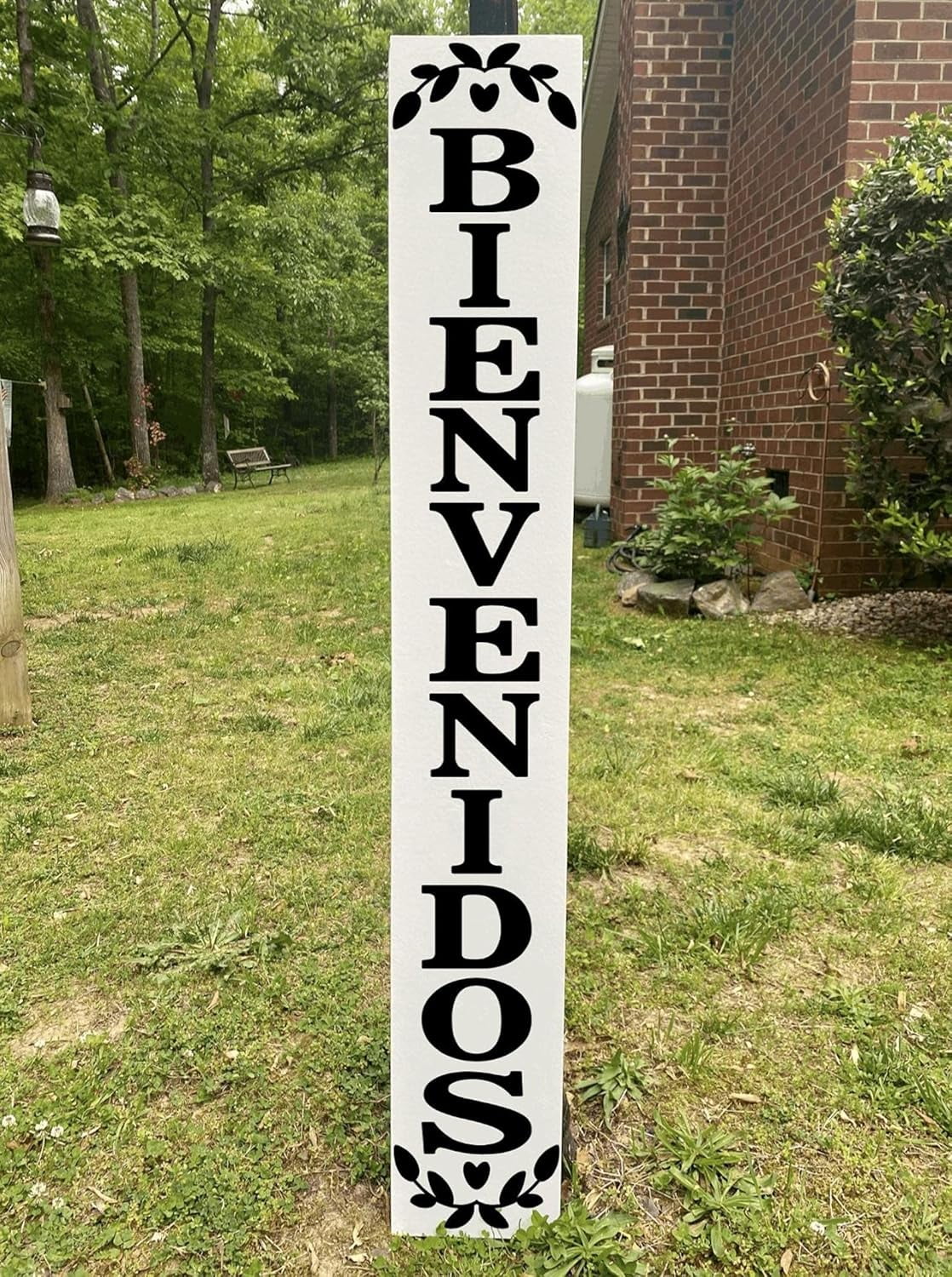 Bienvenidos Wooden Welcome Sign, Vertical Spanish Leaner - 4x16 Inch ...