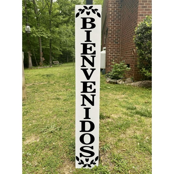 Bienvenidos Wooden Welcome Sign, Vertical Spanish Leaner - 4x16 Inch ...
