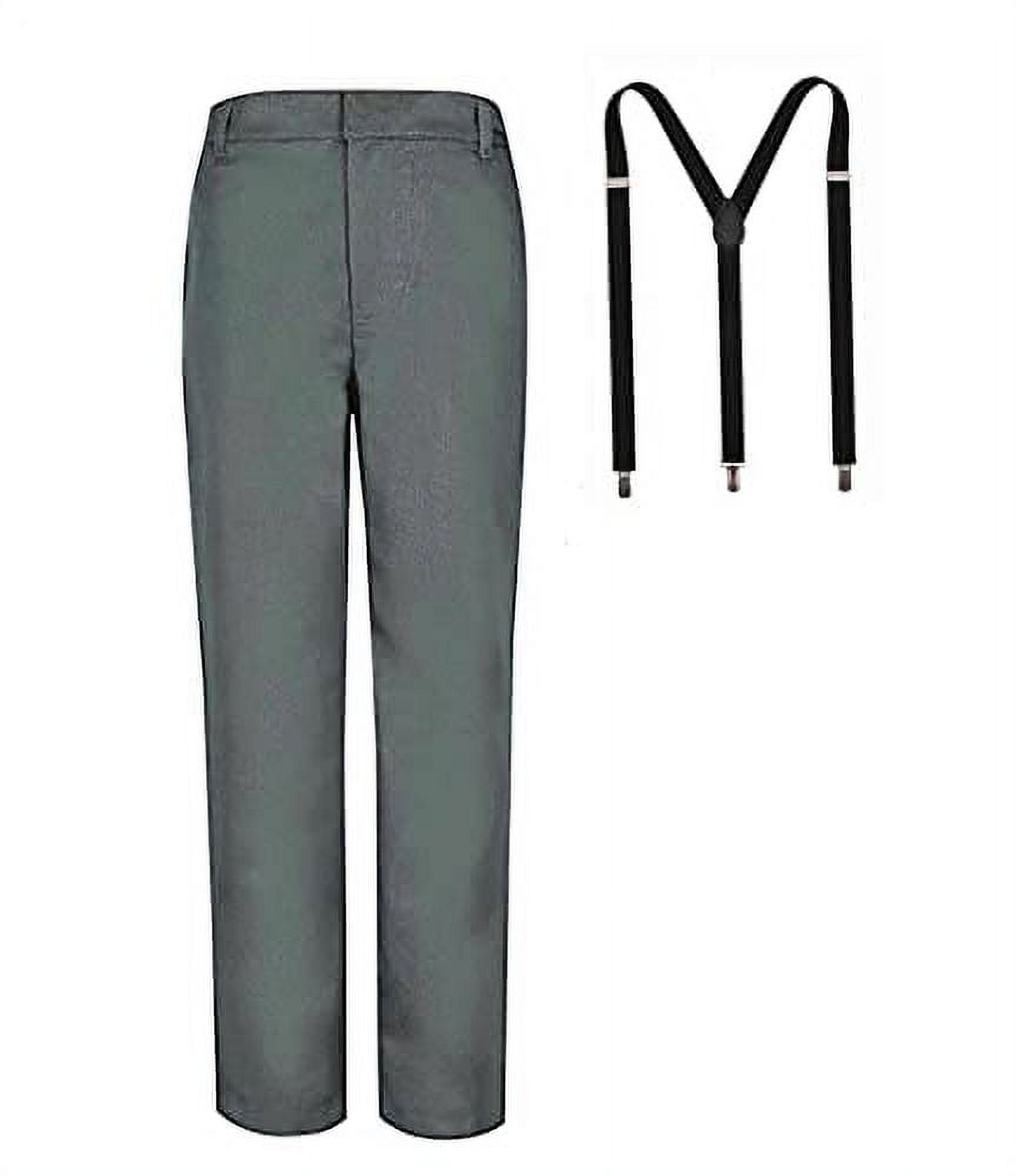 Bienzoe Boy's School Uniforms Adjustable Waist Pants Suspender Pack ...