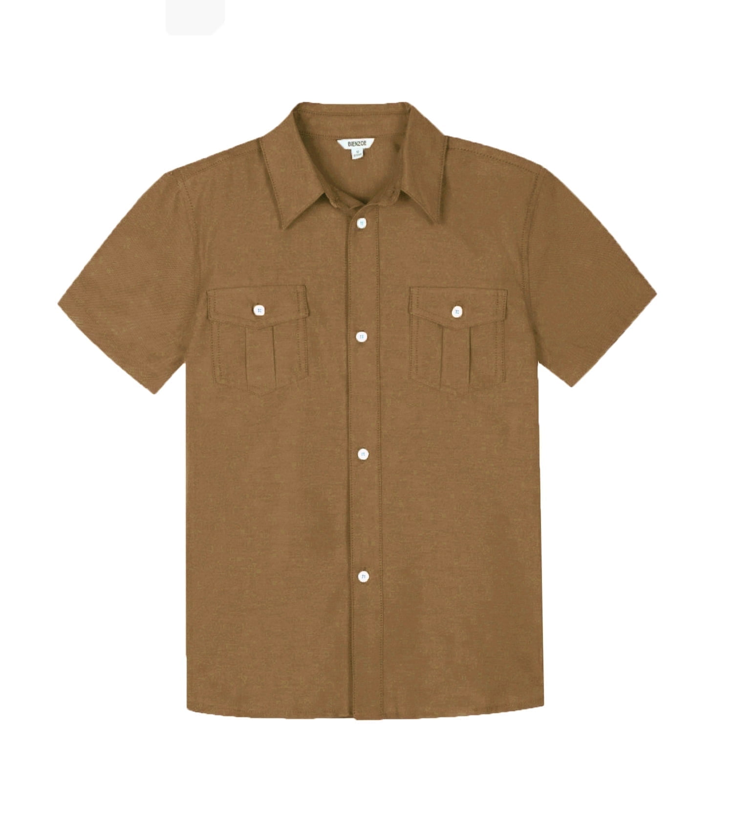 Bienzoe Boys Button Up Shirt: Short Sleeve Kids Dress Collared Shirts ...