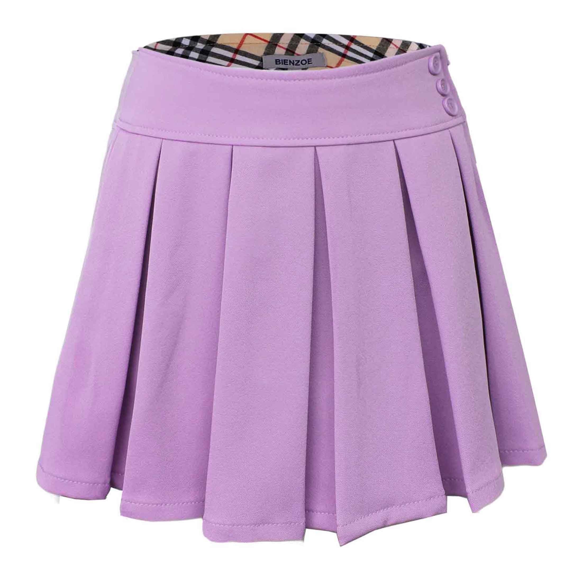 Bienzoe Girl's Stretchy Pleated Adjust Waist School Uniforms Skirt ...