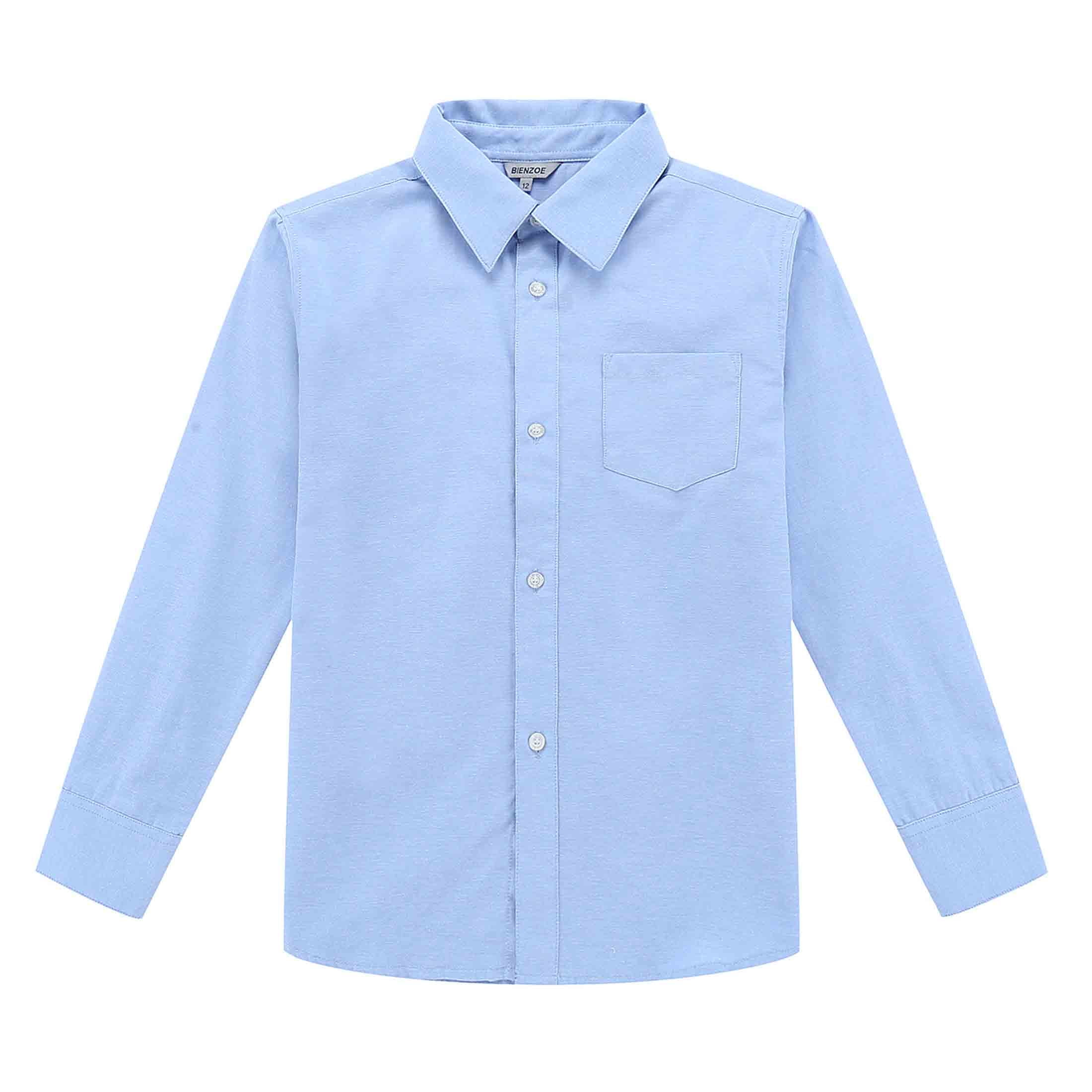 Bienzoe Little Boy's School Uniform Long Sleeve Button Down Cotton ...