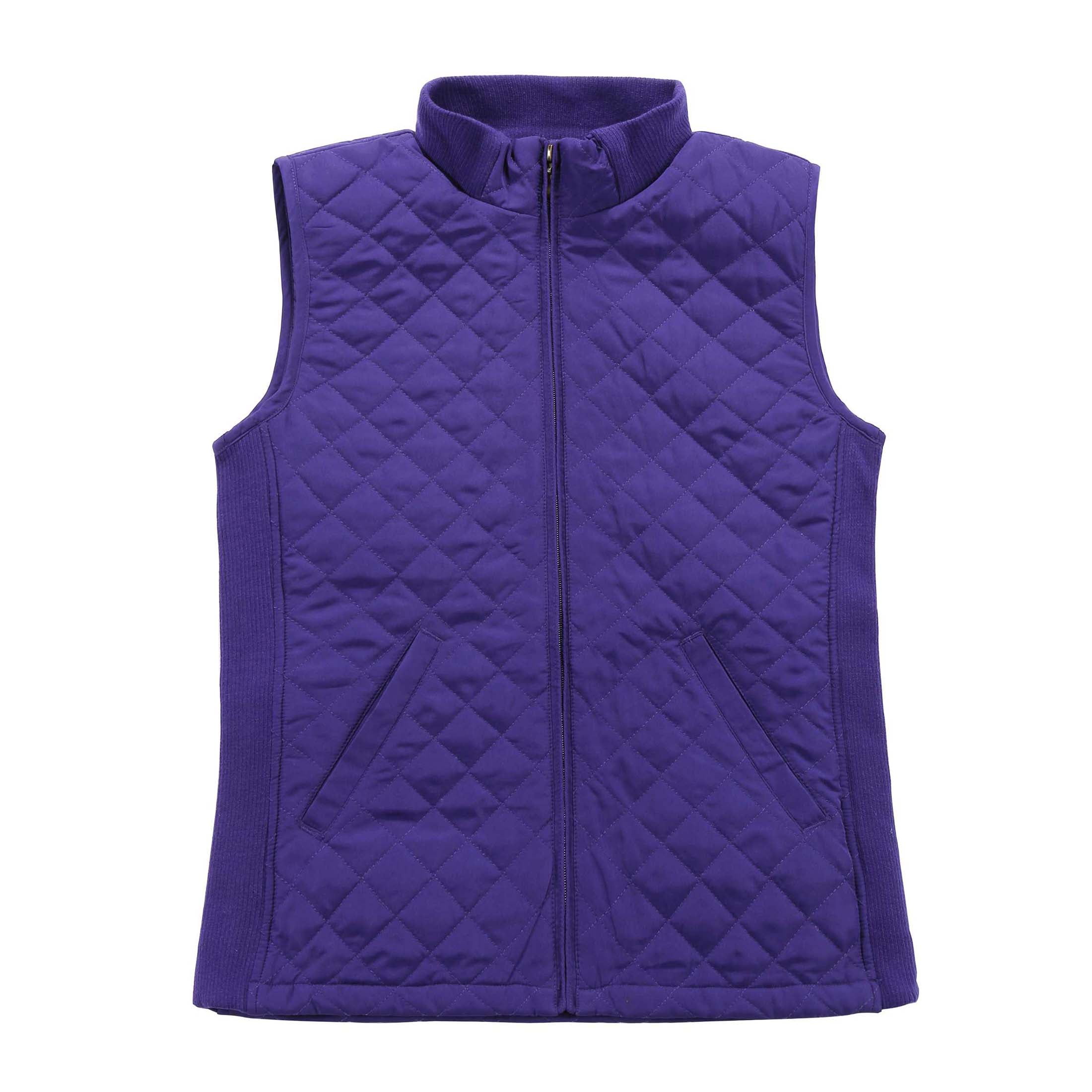 Bienzoe Women Casual Quilted Sleeveless Light Weight Vest Stretch Rib ...