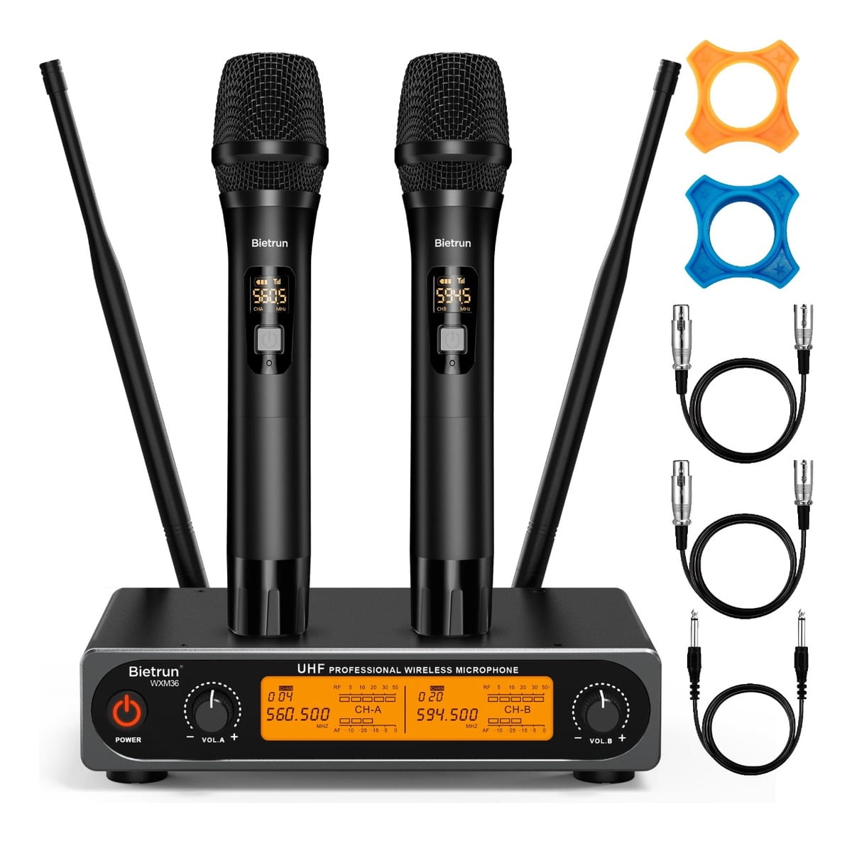 Bietrun Wireless XLR Microphone System, 165 ft Range, Professional UHF ...