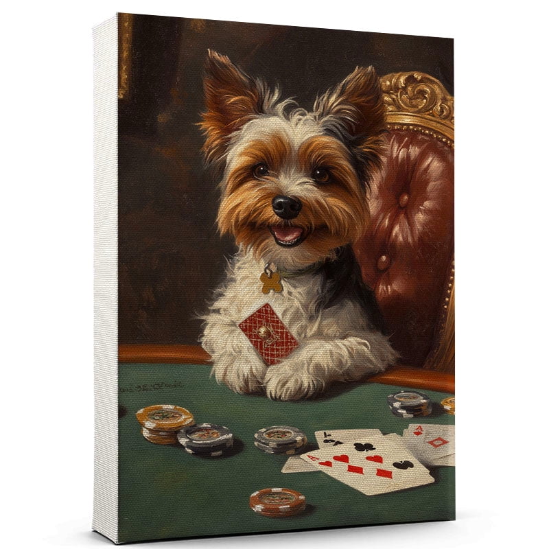 Biewer Terrier Cute Dog Poker Stretched Canvas Size 8x12 – Retro Biewer ...