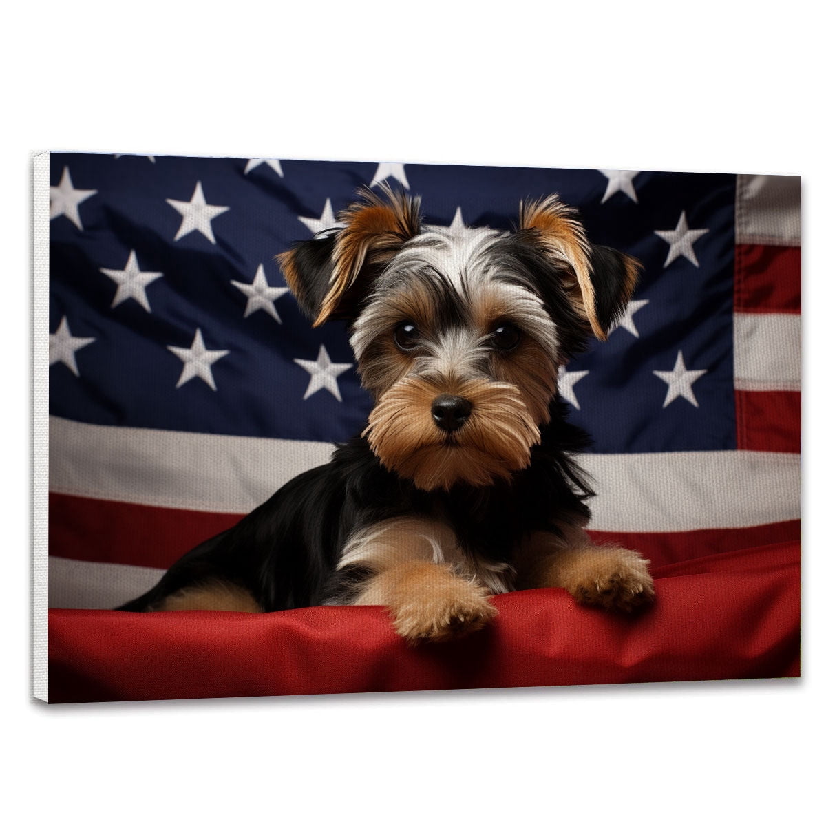 Biewer Terrier Dog American Flag Canvas Poster Wall Art Dog Pictures ...