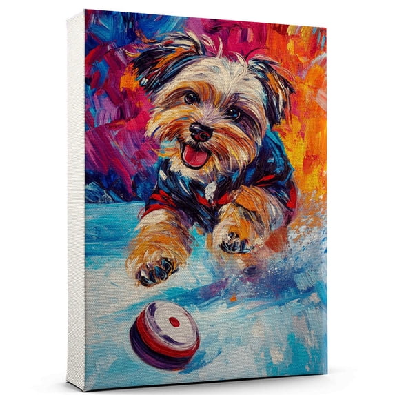 Biewer Terrier Dog Ice Hockey Art Stretched Canvas Size 8x12 – Biewer ...