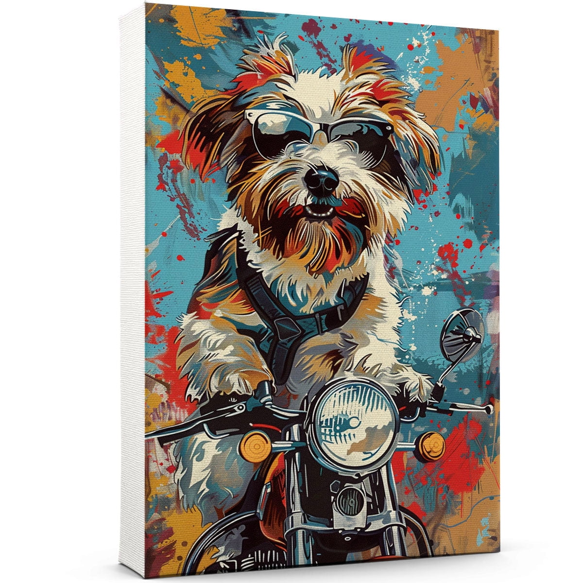 Biewer Terrier Dog Poster Riding A Motorcycle - Biewer Terrier Dog ...