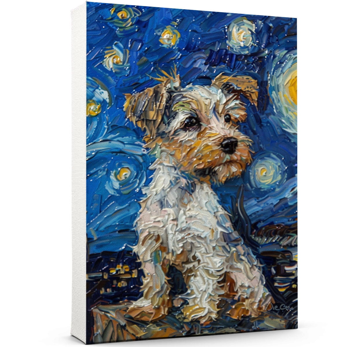 Biewer Terrier Dog Starry Night Canvas Wall Art Prints, Dog Art Canvas Painting Poster,Pet ...