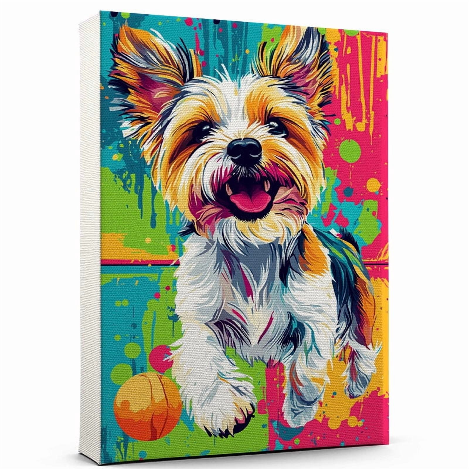 Biewer Terrier Dog Stretched Canvas Size 8x12 Swimming Canvas – Cute ...