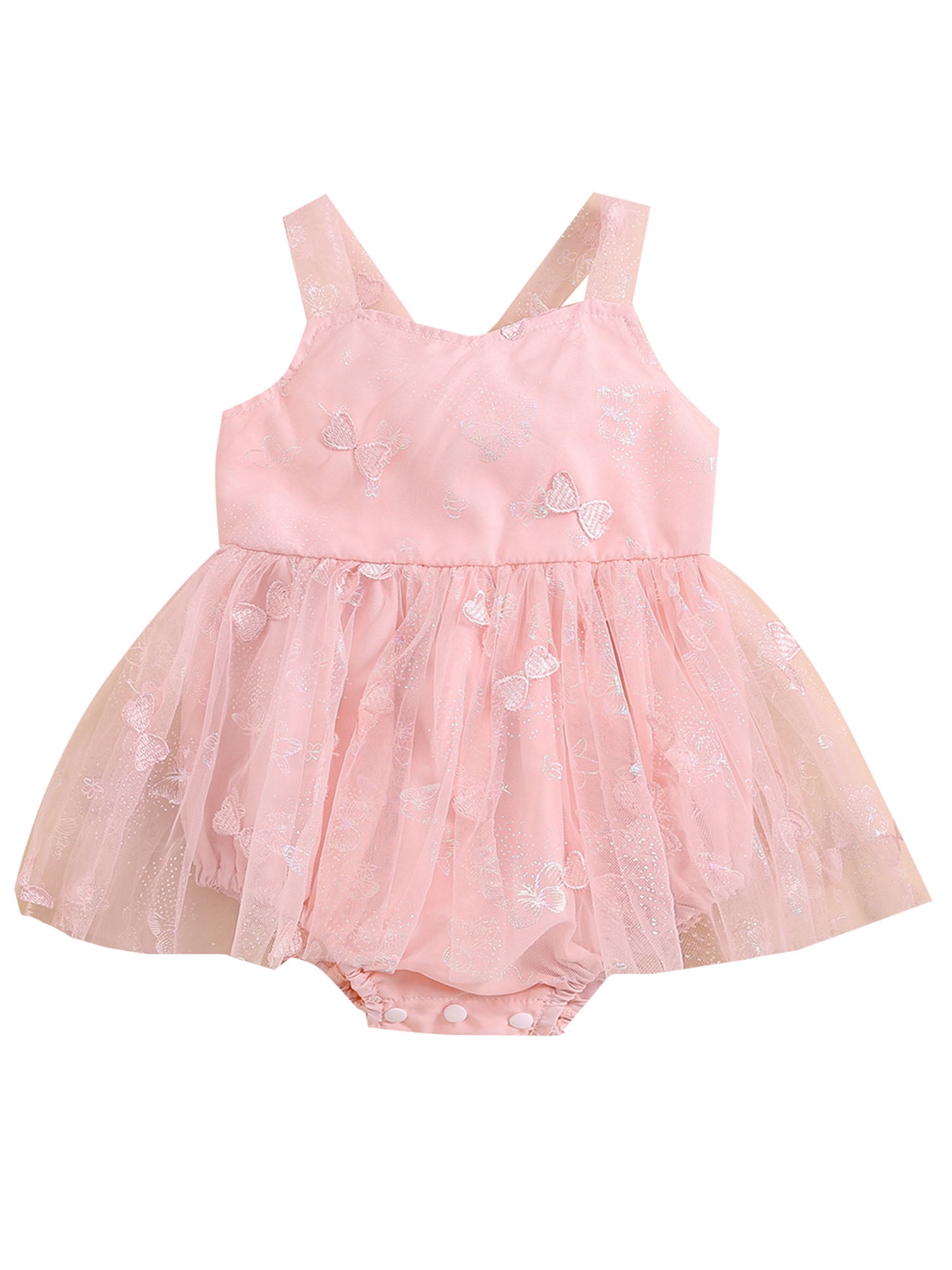 Biezeib Baby Girl Bubble Romper Sleeveless 3D Butterfly Embroidery Bodysuit Tulle Dress Newborn ...