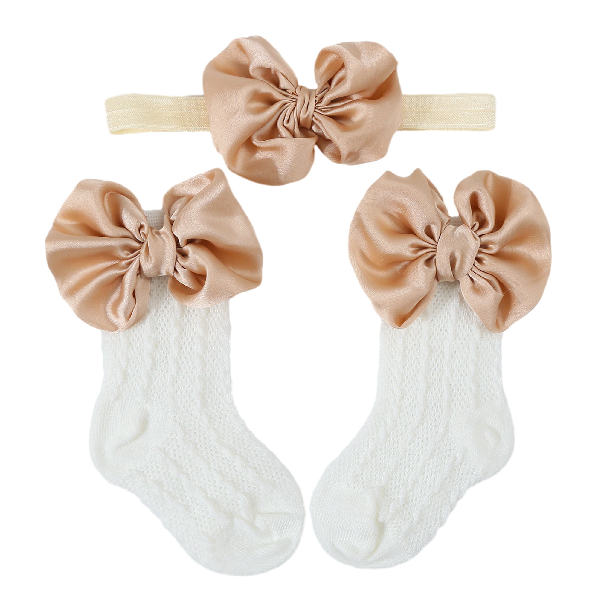 Biezeib Baby Girls Dress Socks Cute Bow Princess Socks and Headband Set ...
