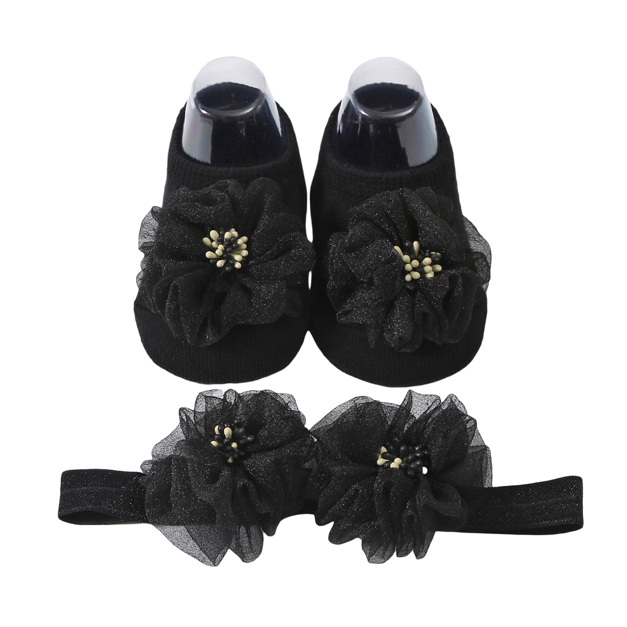 Biezeib Baby Girls Dress Socks Cute Flower Princess Socks and Headband ...