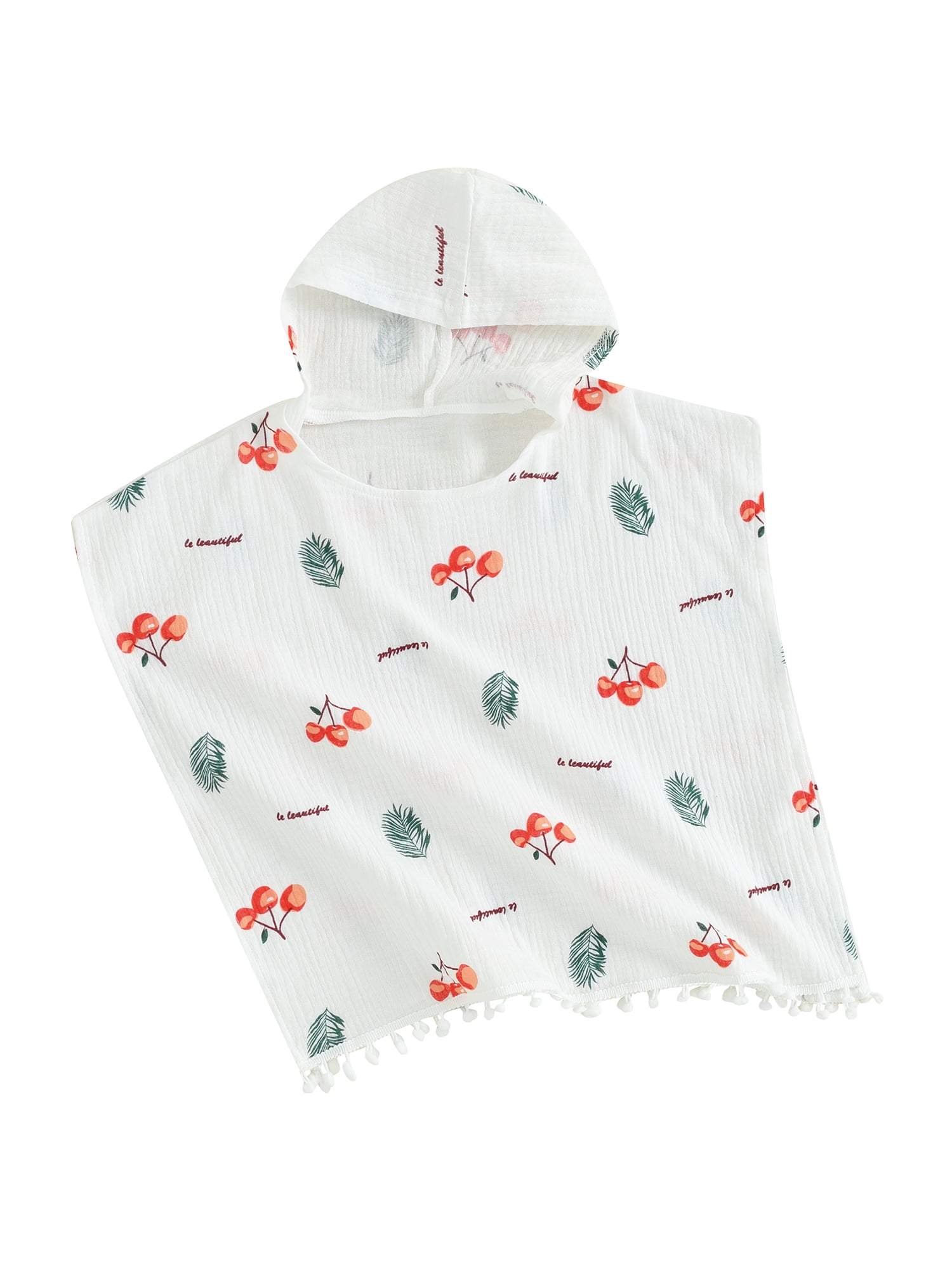 Biezeib Baby Girls Swimsuit Cover up Cherry/Carrot/Cactus Print Hoodie ...