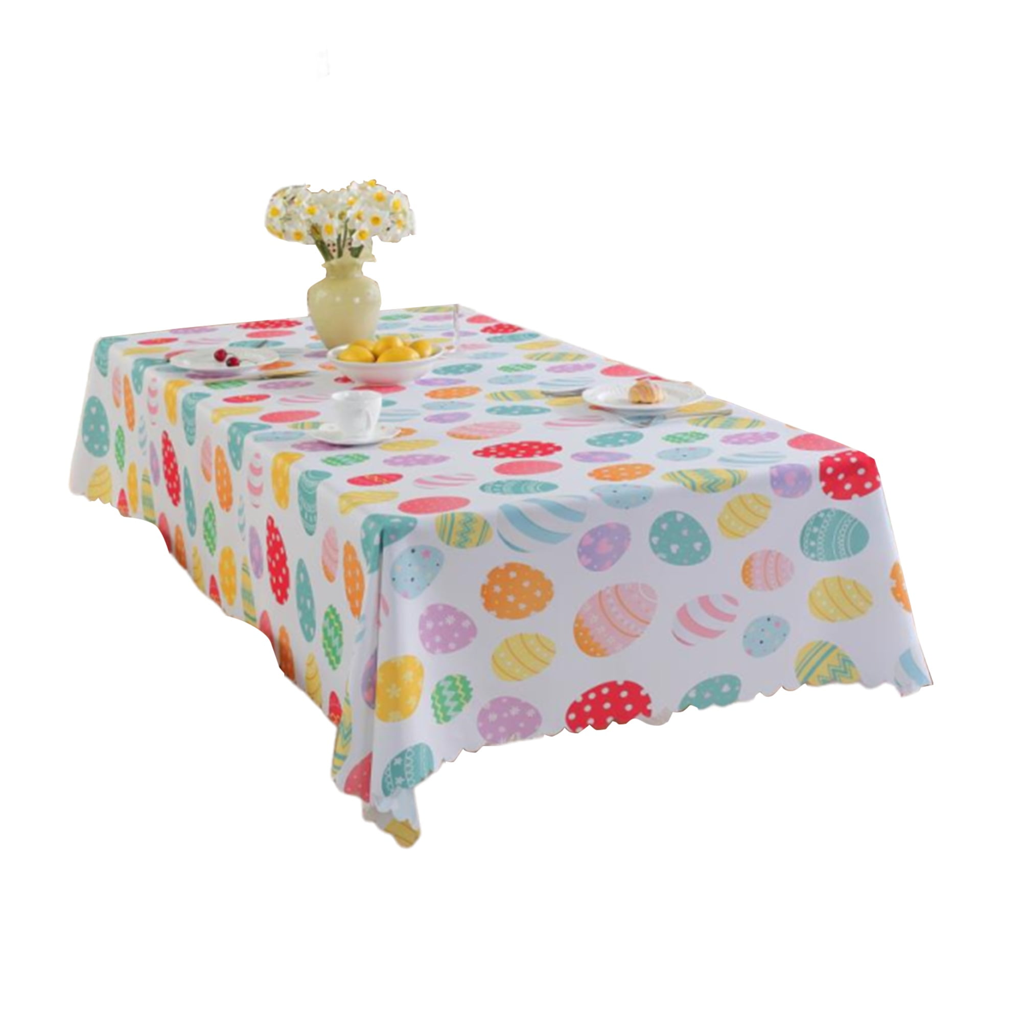 Biezeib Easter Tablecloths Bunny Easter Eggs Pattern Easter Table ...