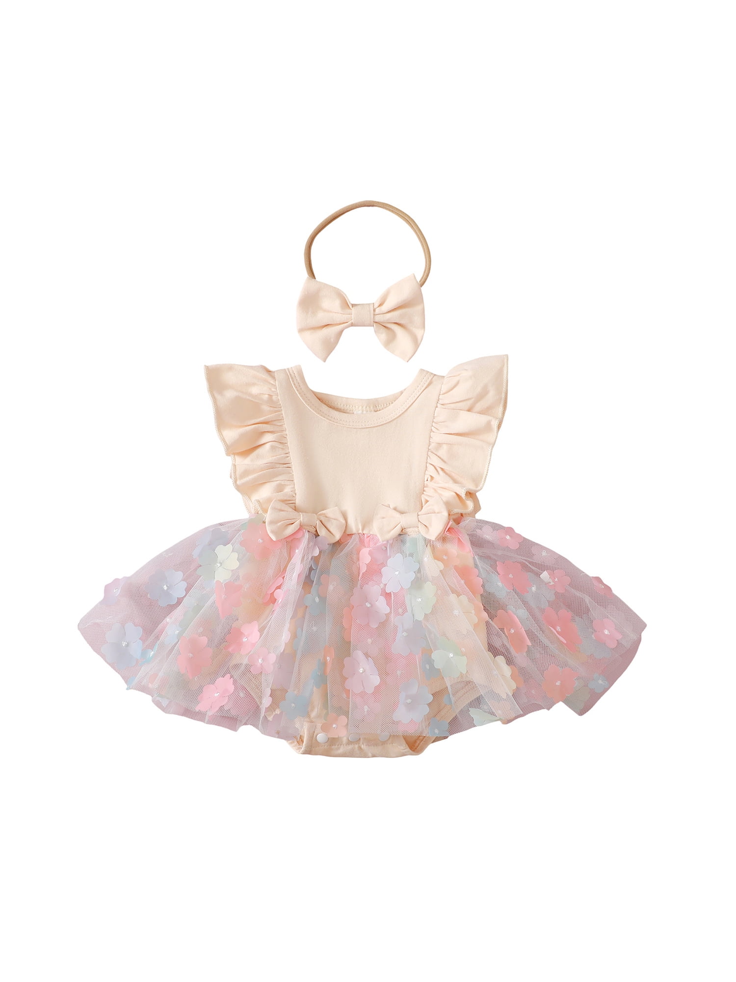 Biezeib Infant Baby Girls Summer Romper Dress with Bow Headband Flying ...
