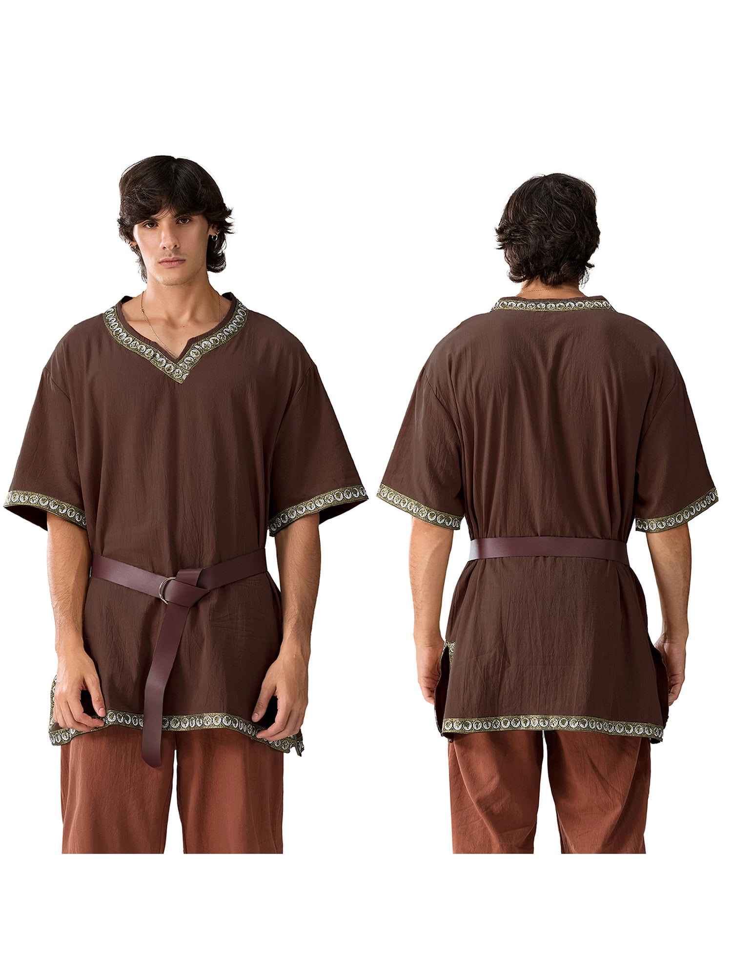 Biezeib Men Medieval Costume Renaissance Templar Tunic Viking Knight ...