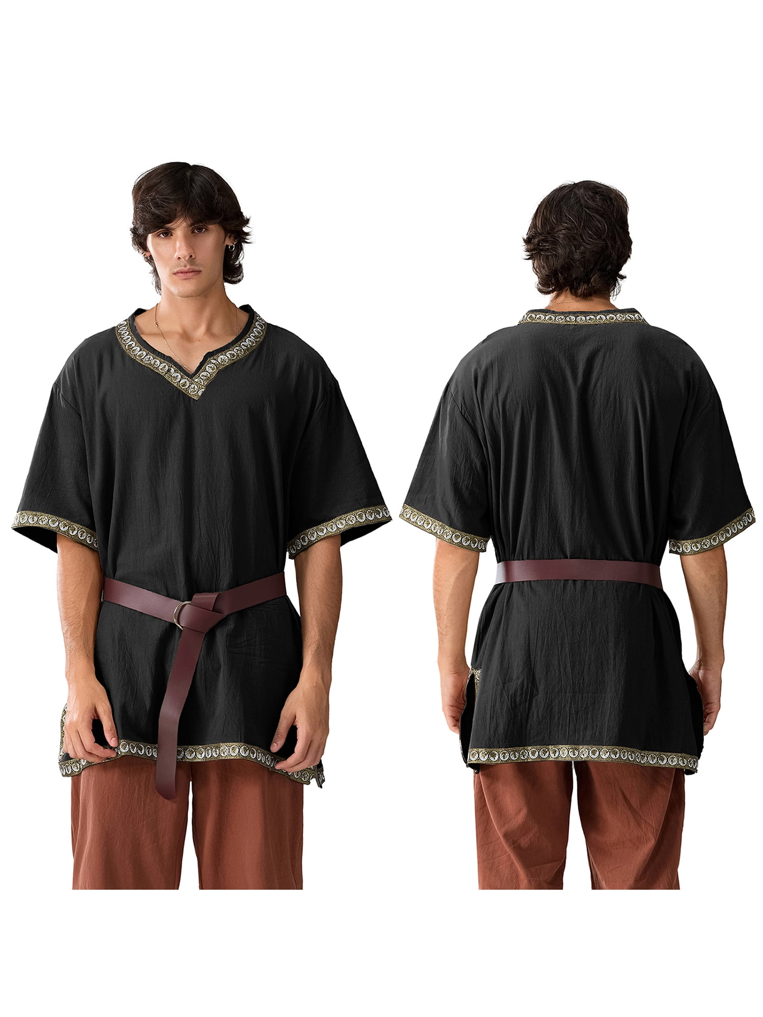 Biezeib Men Medieval Costume Renaissance Templar Tunic Viking Knight ...