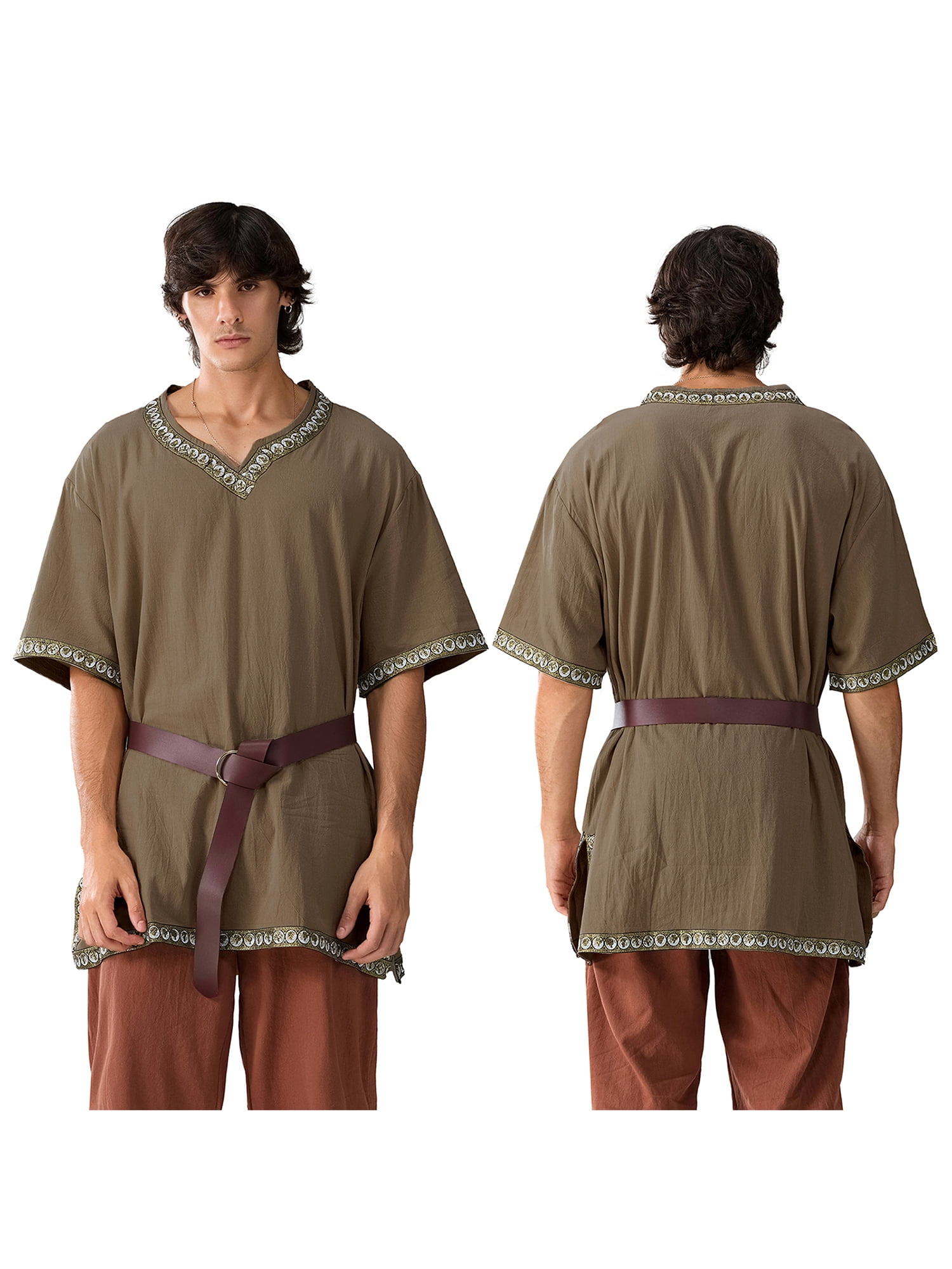 Biezeib Men Medieval Costume Renaissance Templar Tunic Viking Knight ...