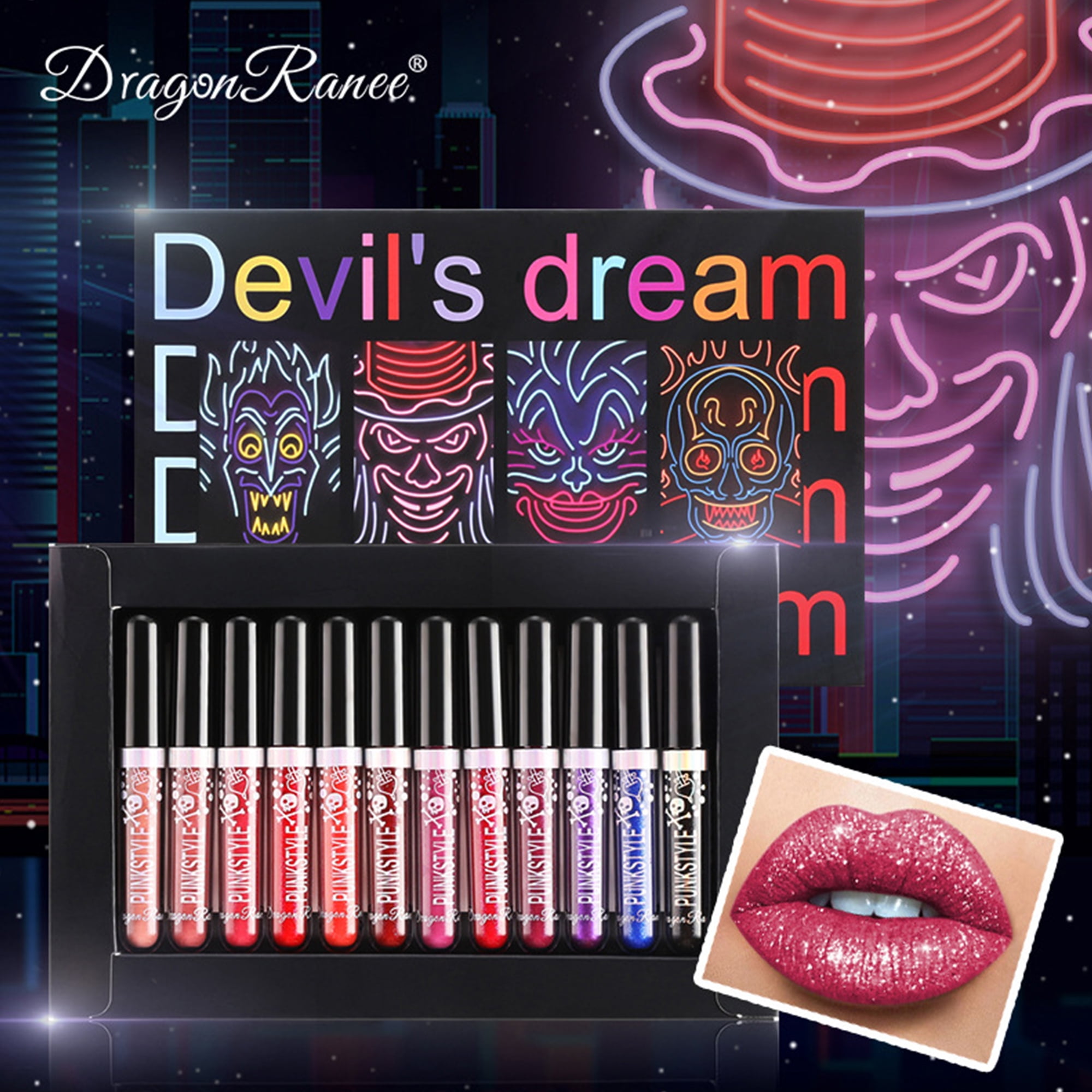 Biezeib Shimmer Lip Gloss Set 12 Colors Glitter Liquid Lipsticks ...