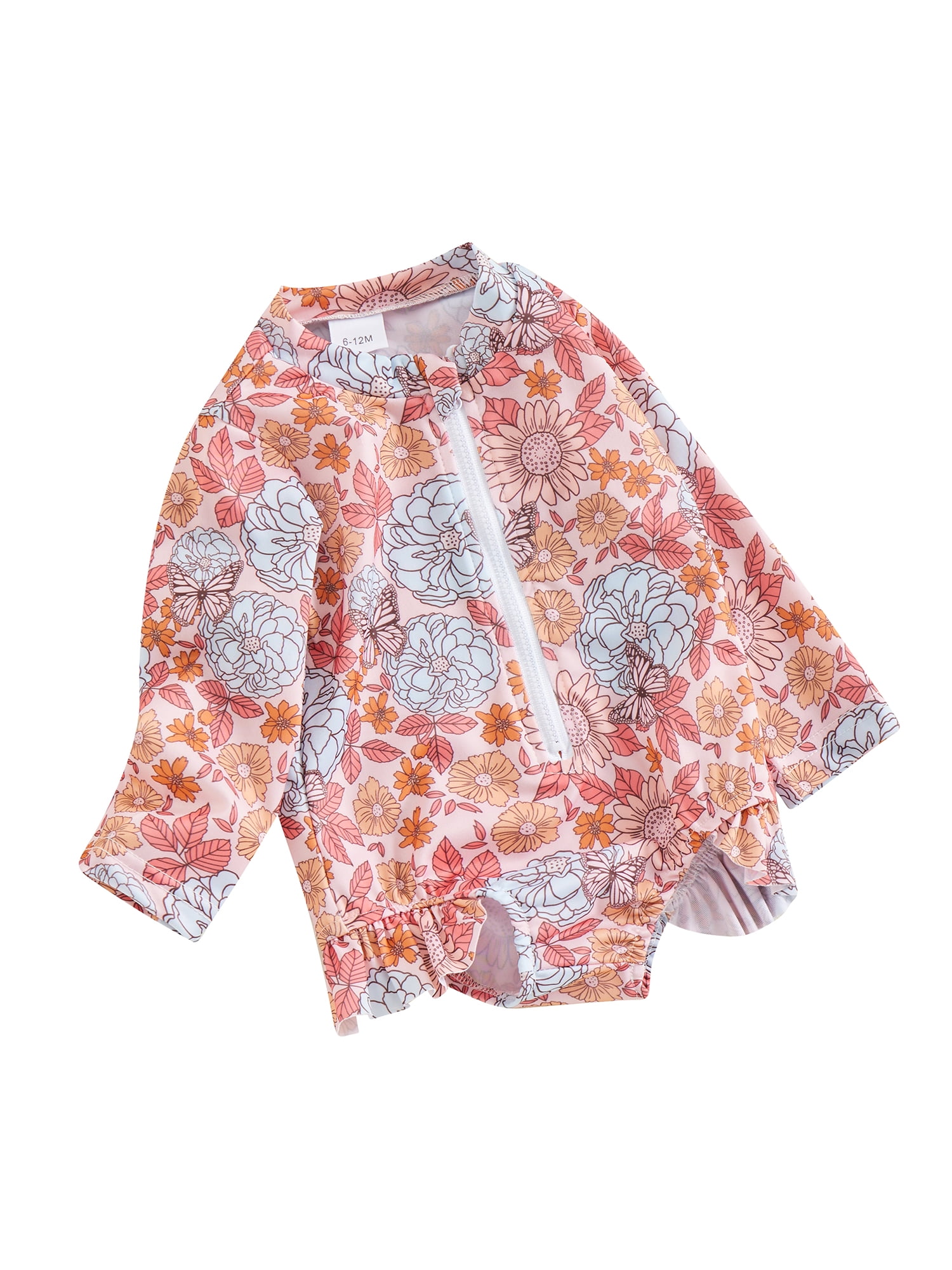 Biezeib Toddler Girls Rash Guard Long Sleeve Floral Print Swimsuits ...