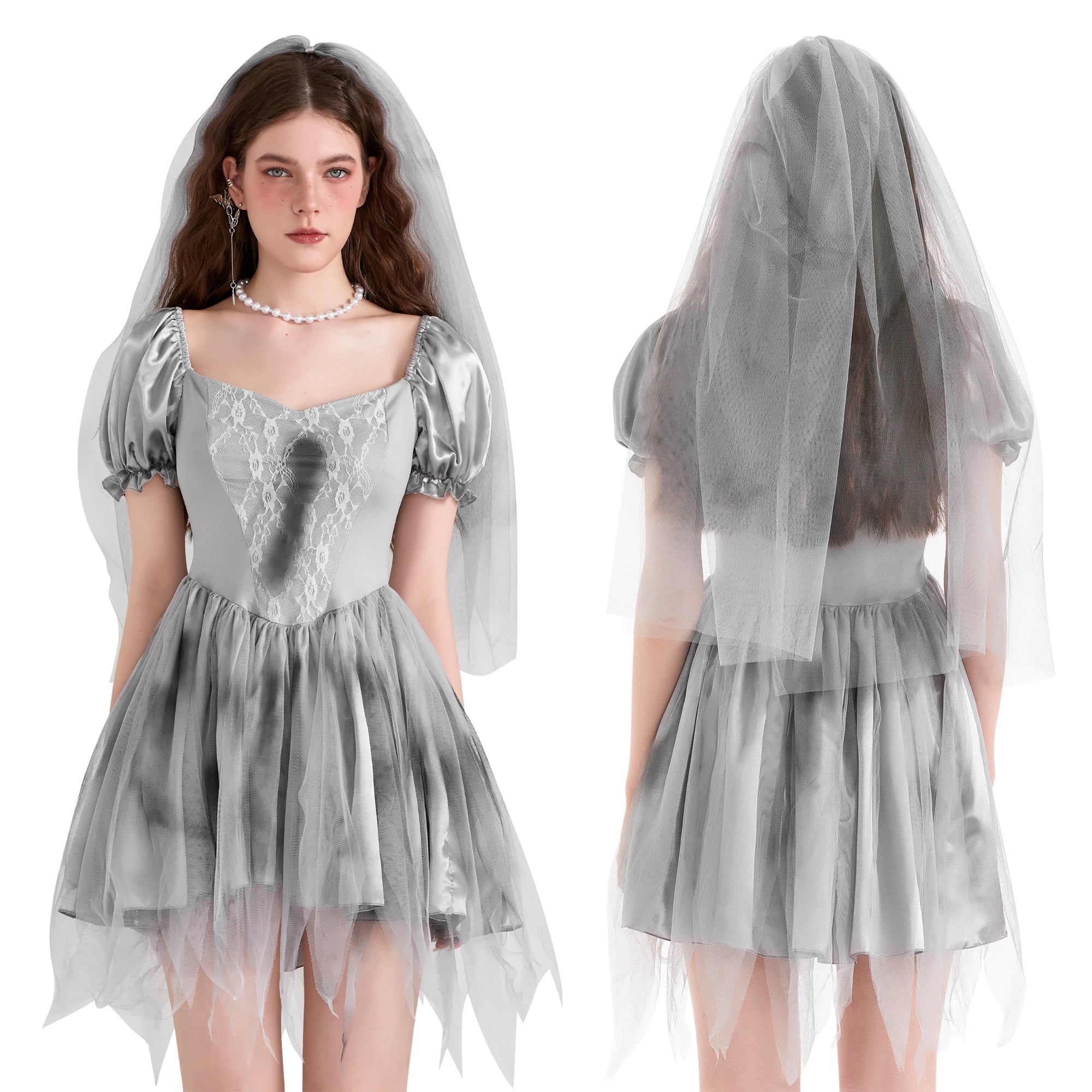 Biezeib Women Dead Bride Costume Sweetheart Neck Short Sleeve Corset ...