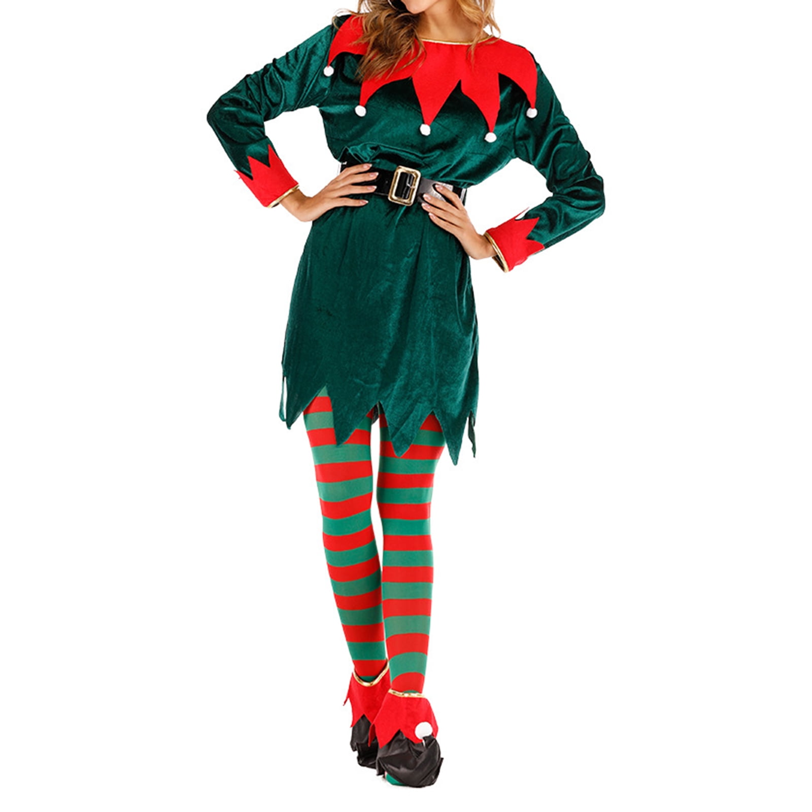 Biezeib Women Elf Outfits Christmas Adult Hat Stocking Costume Elf ...