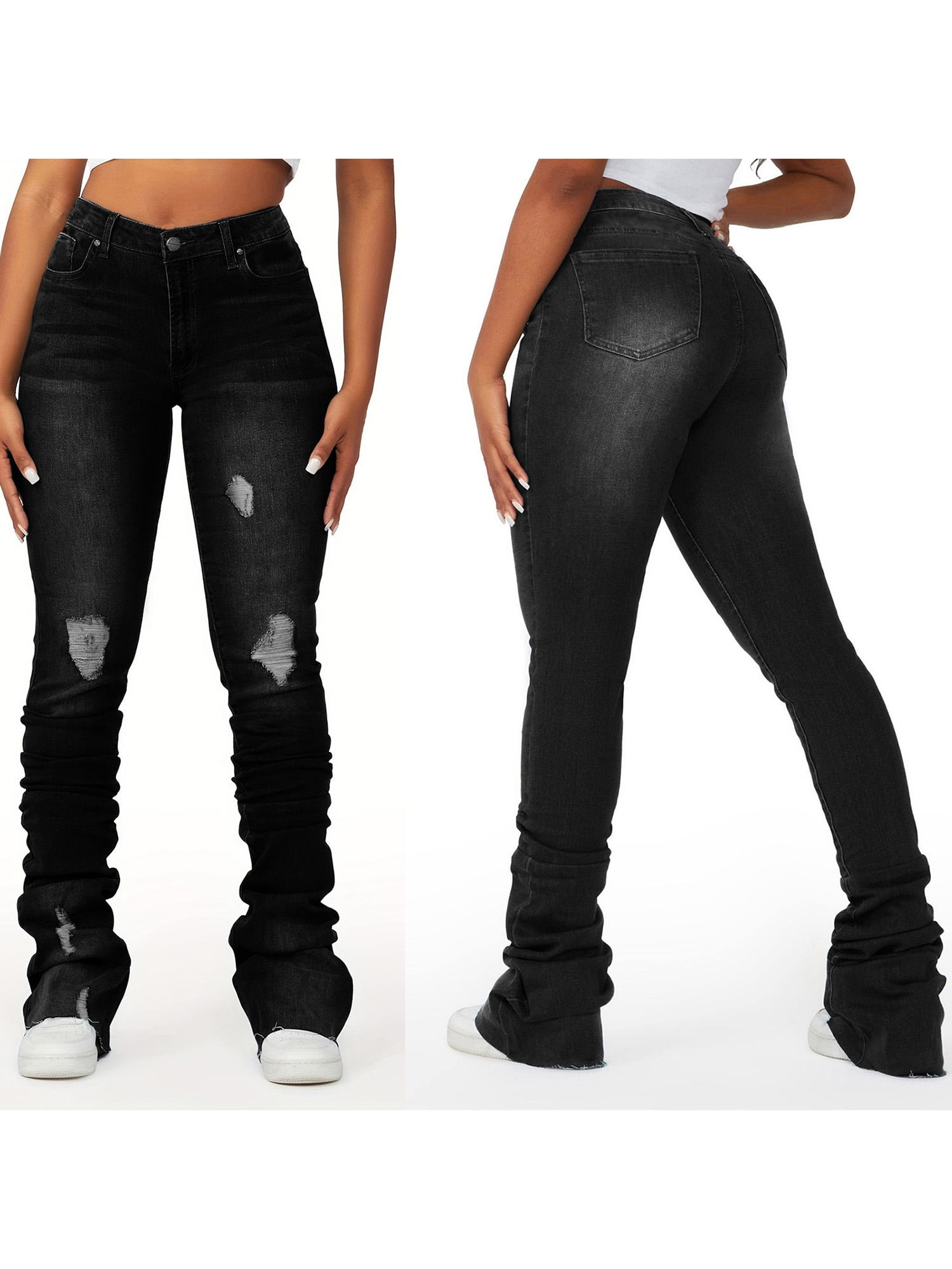 Stacked jeans women store