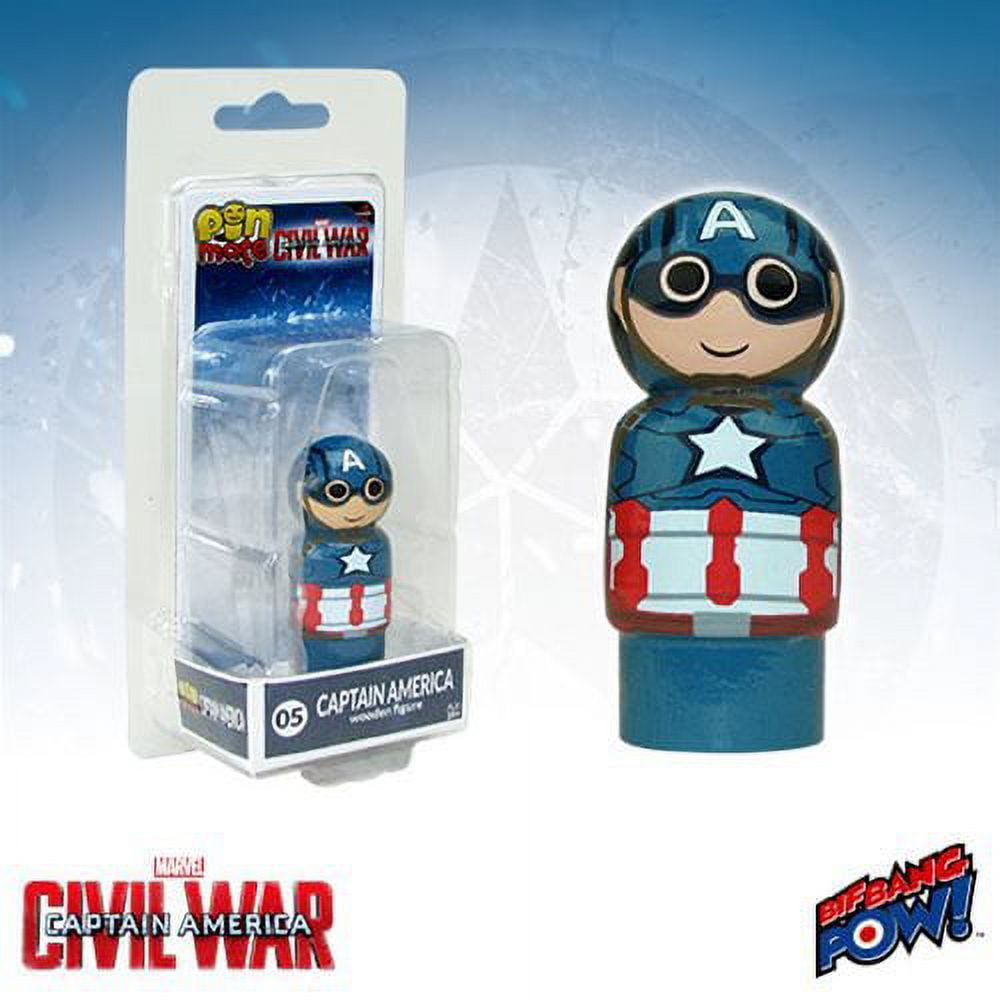Bif Bang Pow! Civil War Captain America Masked Pin Mate Wooden Figure ...