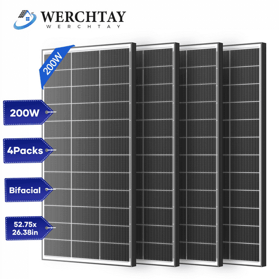 Bifacial 800 Watt Solar Panels 4 Pack 18BB 200W Monocrystalline Solar ...
