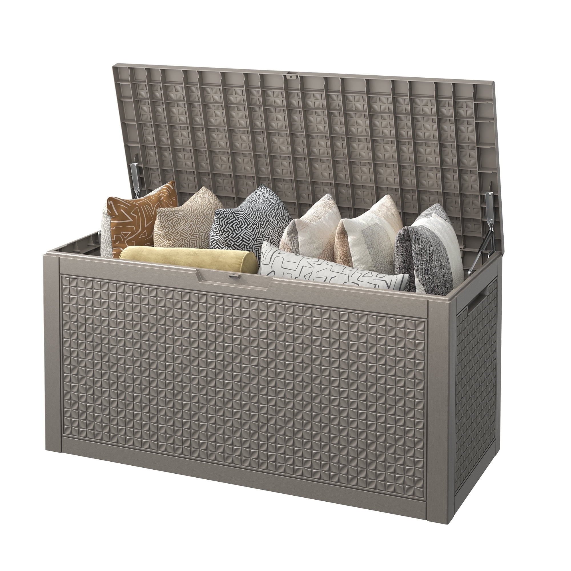 Bifanuo 100 Gallon Deck Box Lockable Resin Outdoor Storage Box ...