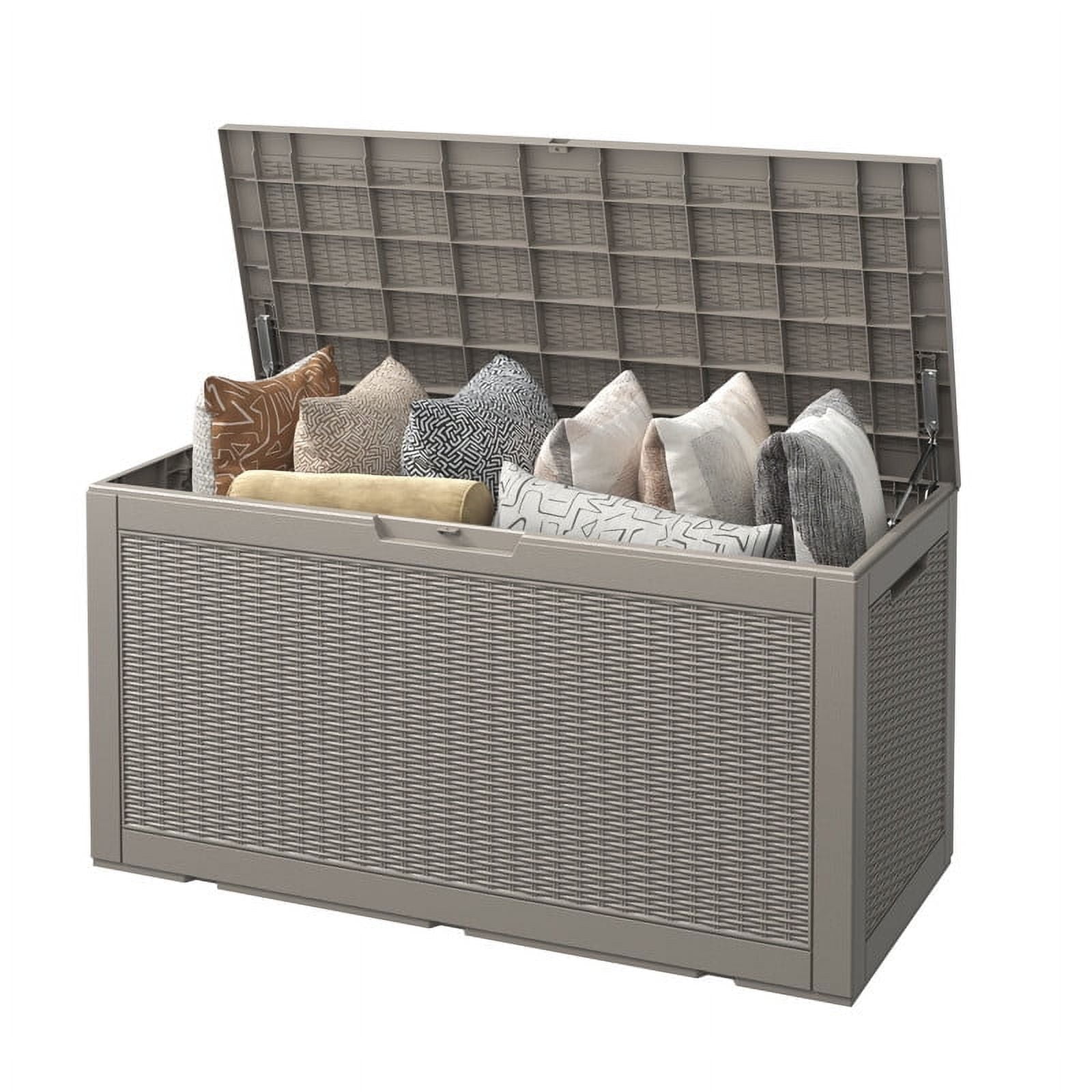 Bifanuo 100 Gallon Deck Box Lockable Resin Outdoor Storage Box ...