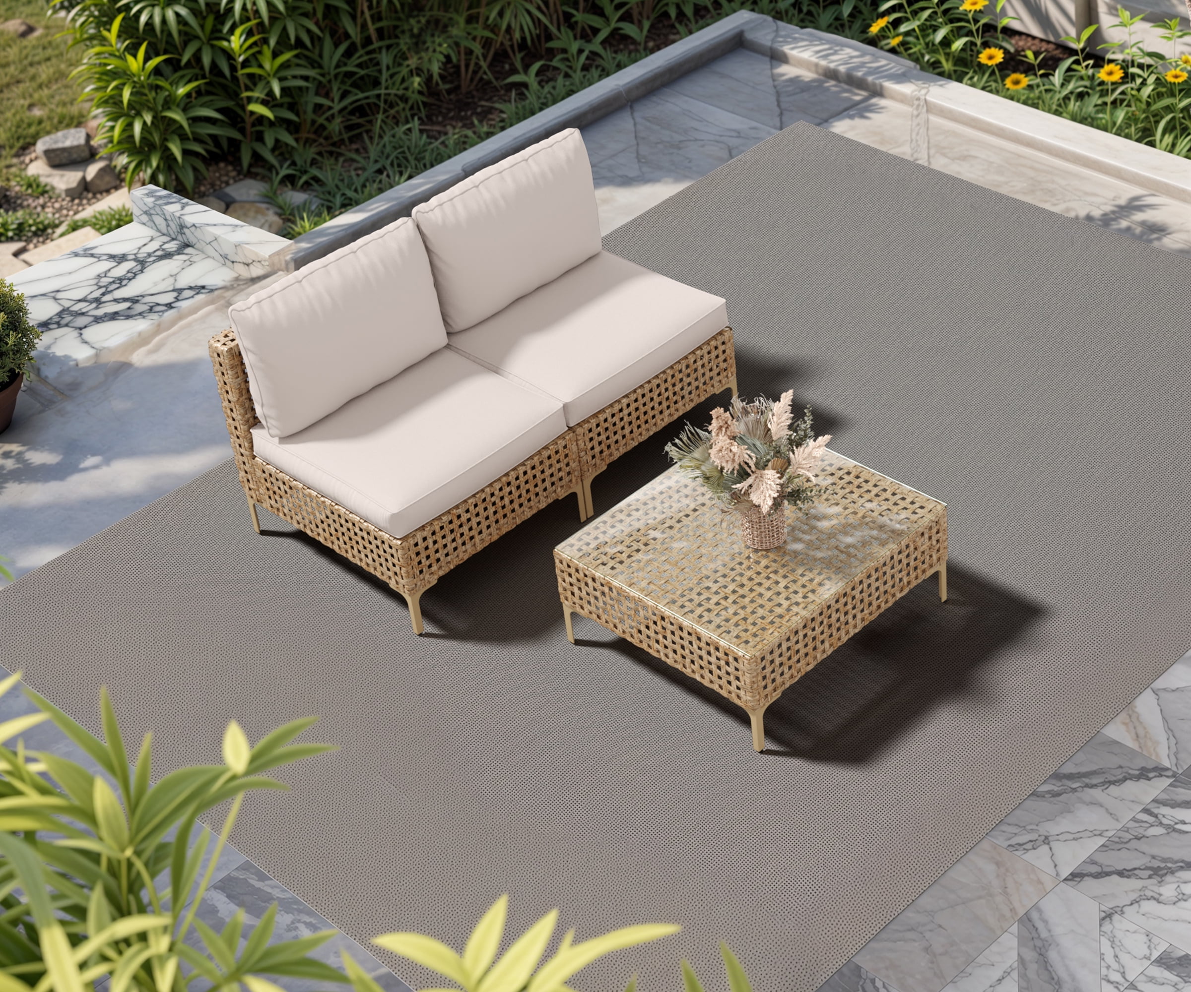 Bifanuo 3-Piece Wicker Outdoor Sectional Sofa, Patio Furniture Set ...