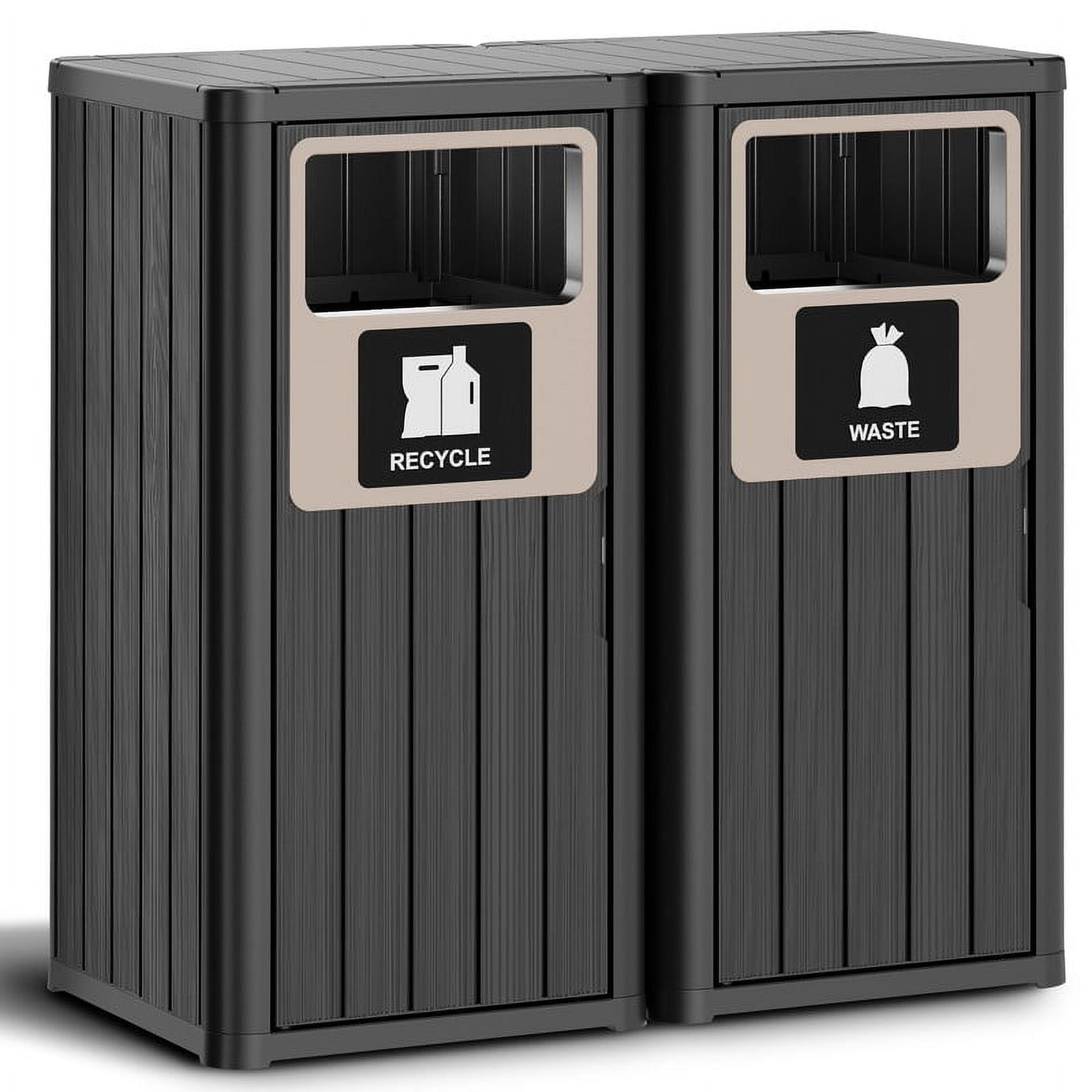Bifanuo 42-Gal Dual Compartment Trash Can – 2-Pack Waterproof Resin ...