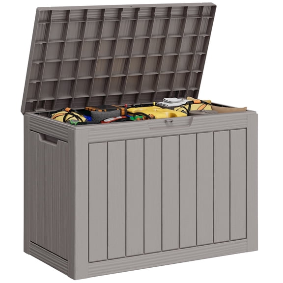 85 Gallon Deck Box Lockable Resin Outdoor Storage Box waterproof ...