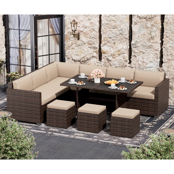 Bifanuo 7 Piece Patio Furniture Set, Outdoor Furniture Patio Sectional ...