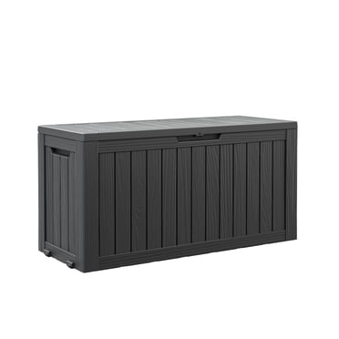 Keter Springwood 80 Gallon Weatherproof Resin Deck Box for Pool, Patio ...