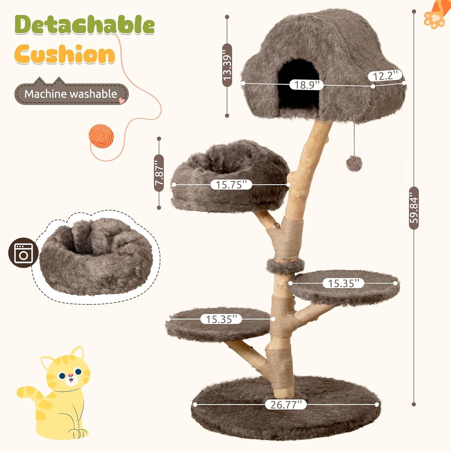 Bifanuo Cat House for Indoors Cats, Luxury Cat House Bed with Scratch ...