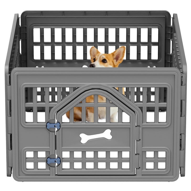 Bifanuo Plastic Dog Playpen, 4 Panels Pet Fence for Indoor and Outdoor ...