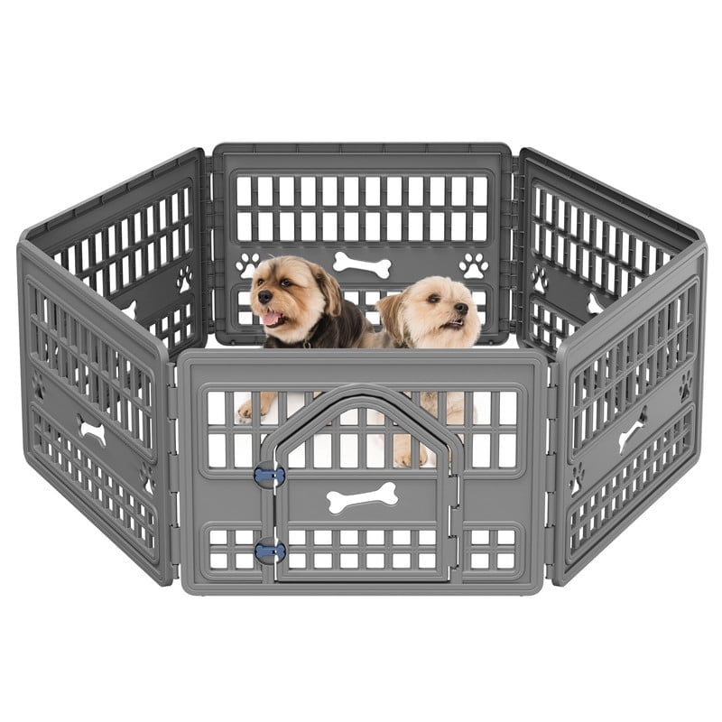 Bifanuo Plastic Dog Playpen, 6 Panels Pet Fence for Indoor and Outdoor ...