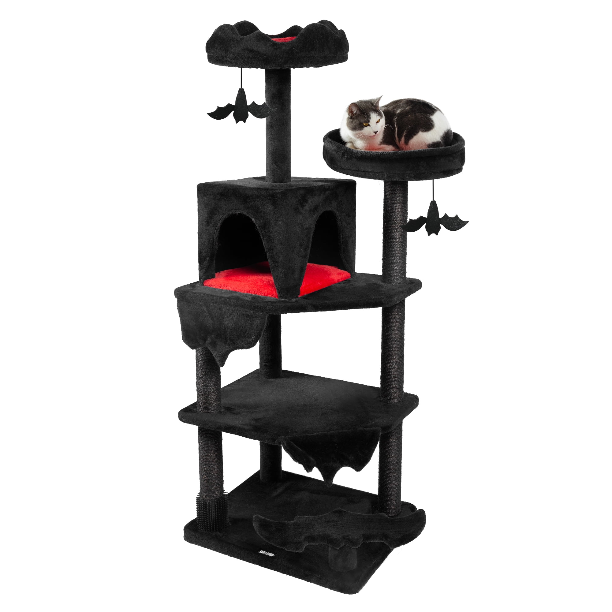 Bifanuo Gothic Cat Tree with Coffin Bed, 59” Black Cat Tower for Indoor ...