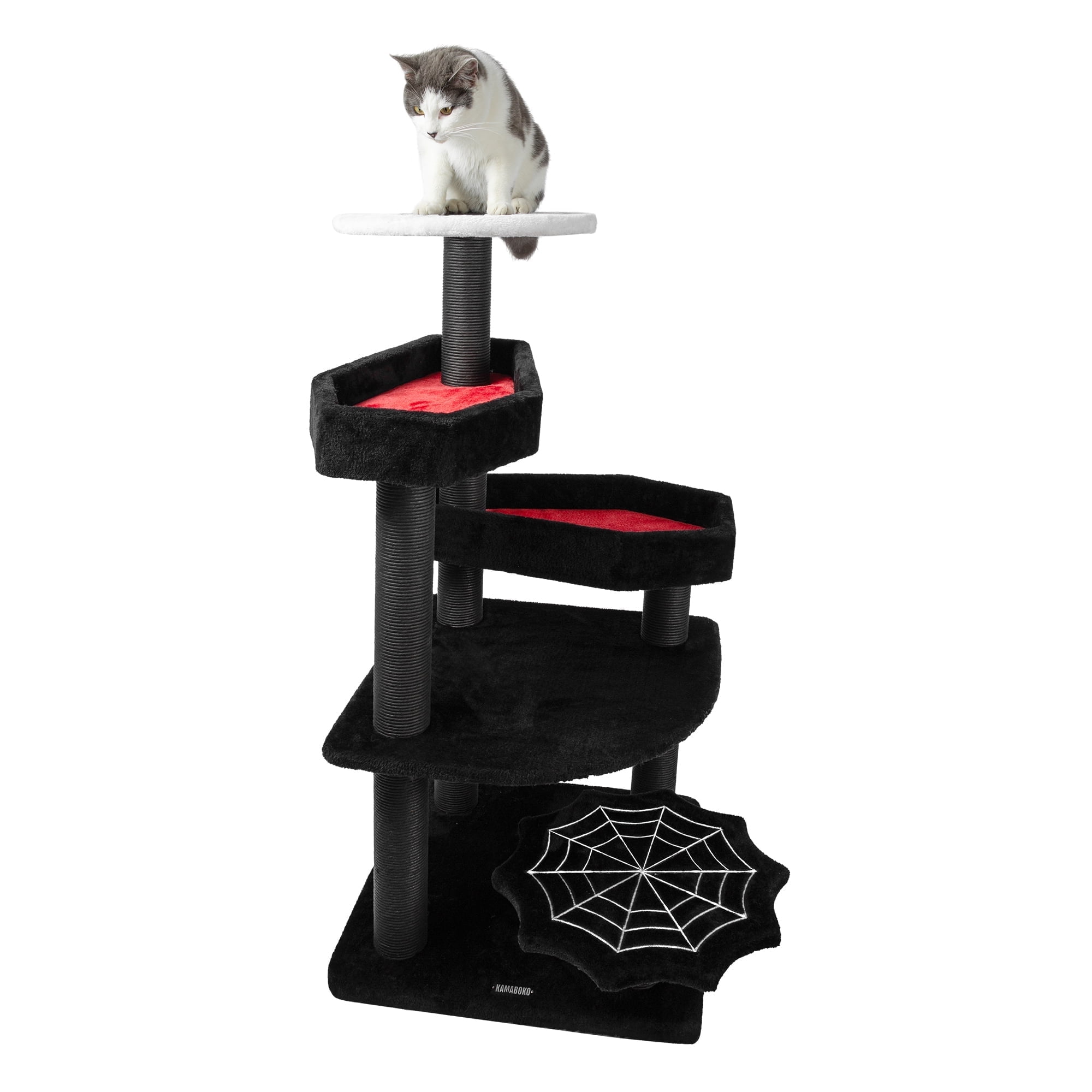 Bifanuo Gothic Cat Tree with Coffin Bed, 46.9" Black Cat Tower for ...