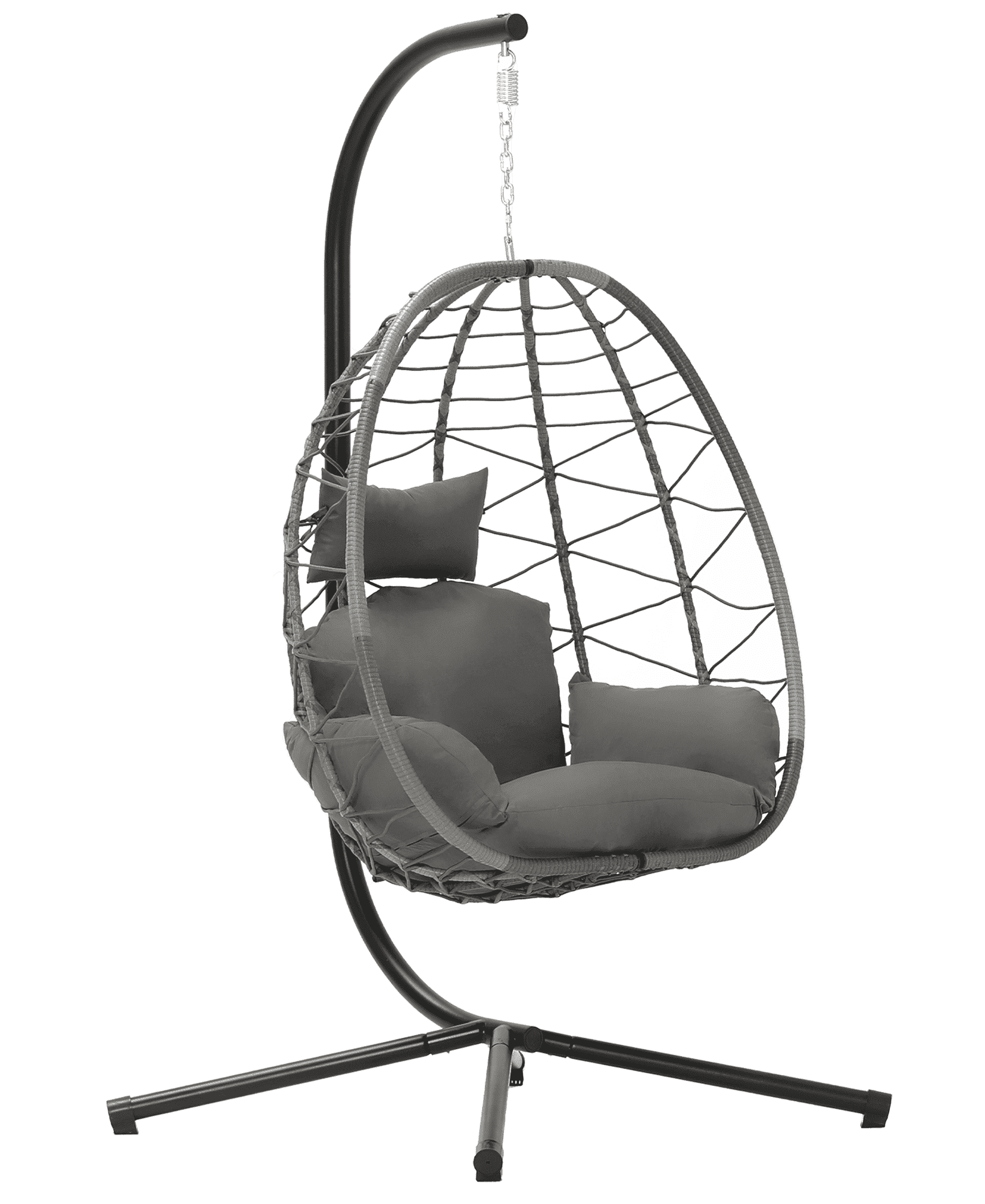 Better Homes Gardens Outdoor Lantis Patio Hanging Egg Chair with Stand Tan Wicker Beige Cushion Walmart