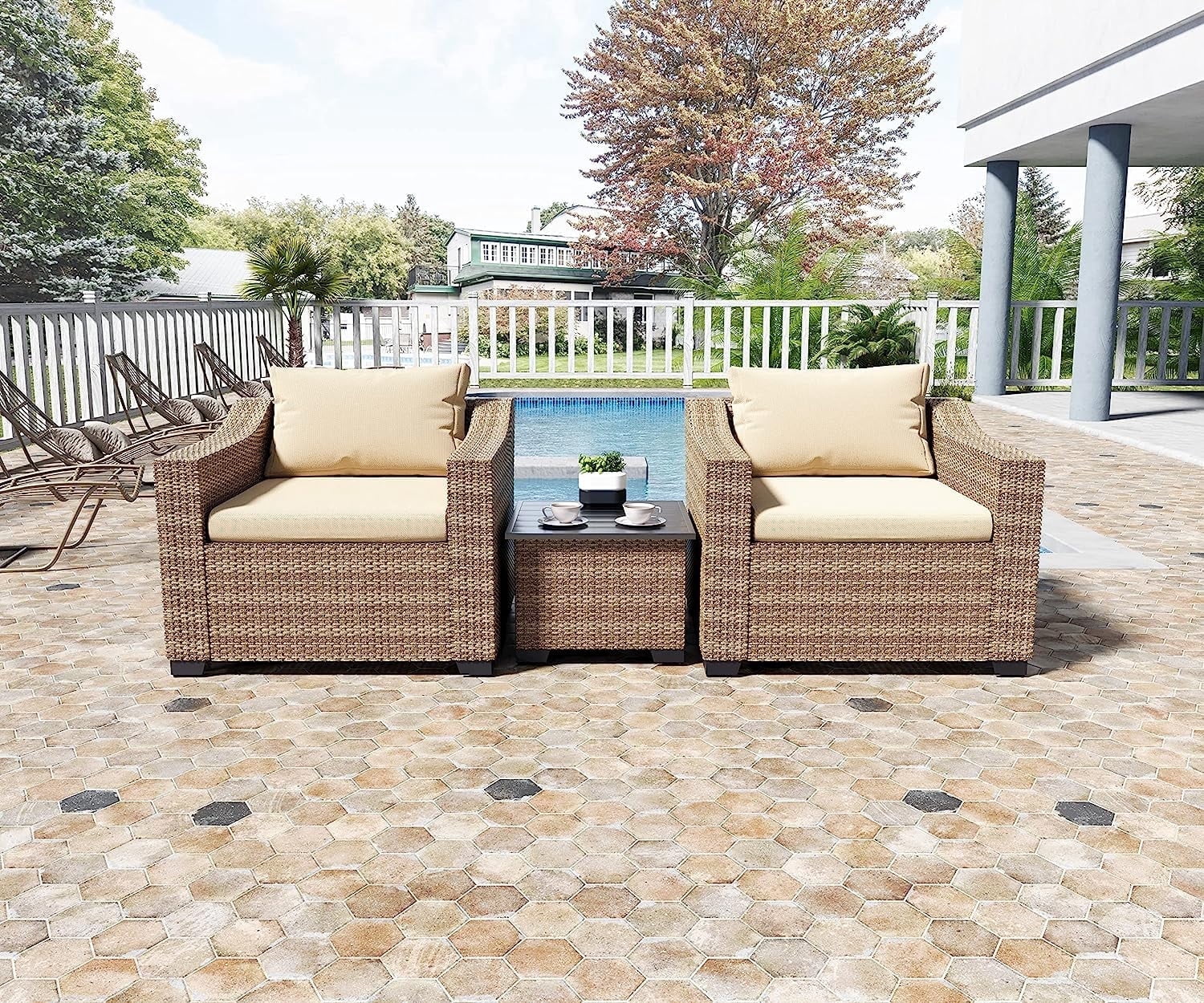Bifanuo Outdoor 3 Piece Modular Outdoor Set Wicker Patio Furniture ...